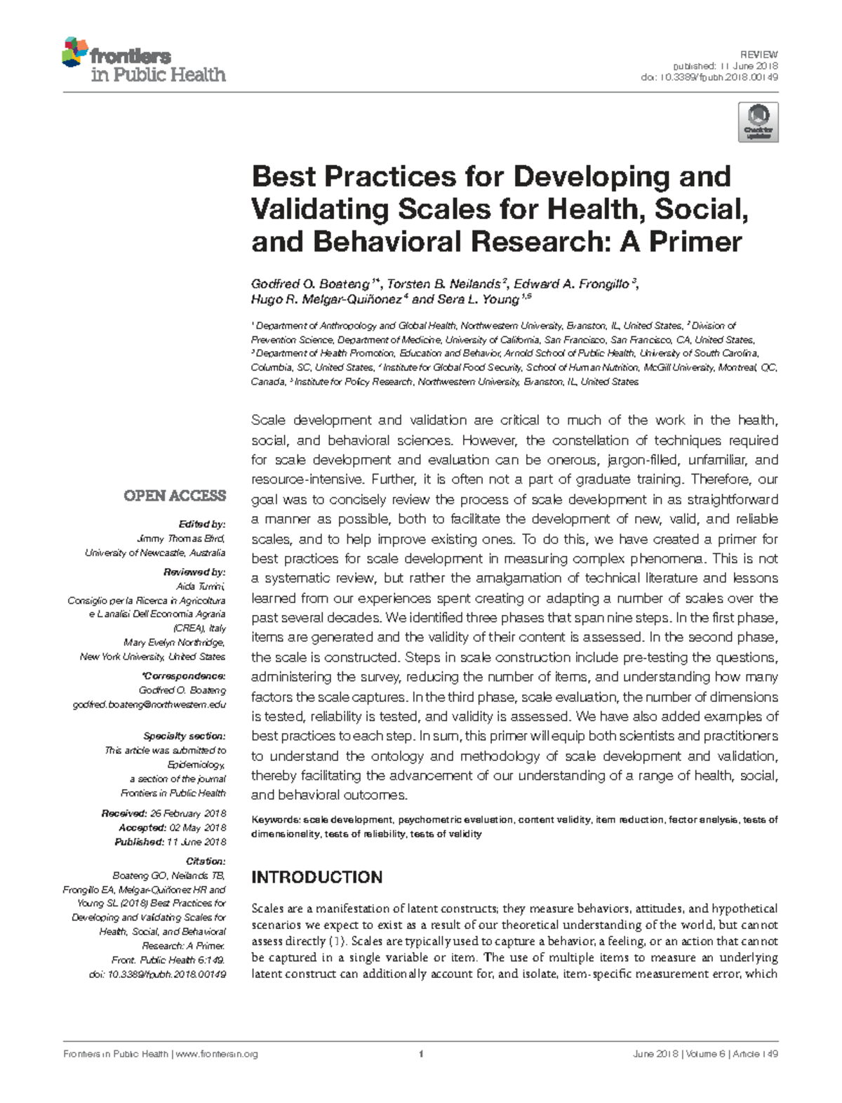 Best Practices for Developing and Validating Scales in Health Research ...