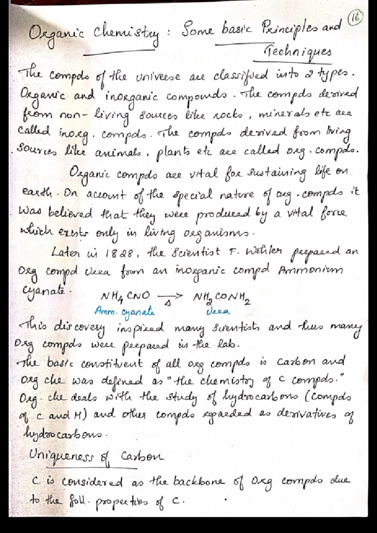 GOC Handwritten Notes - Organic Chemistry Principles and Techniques ...