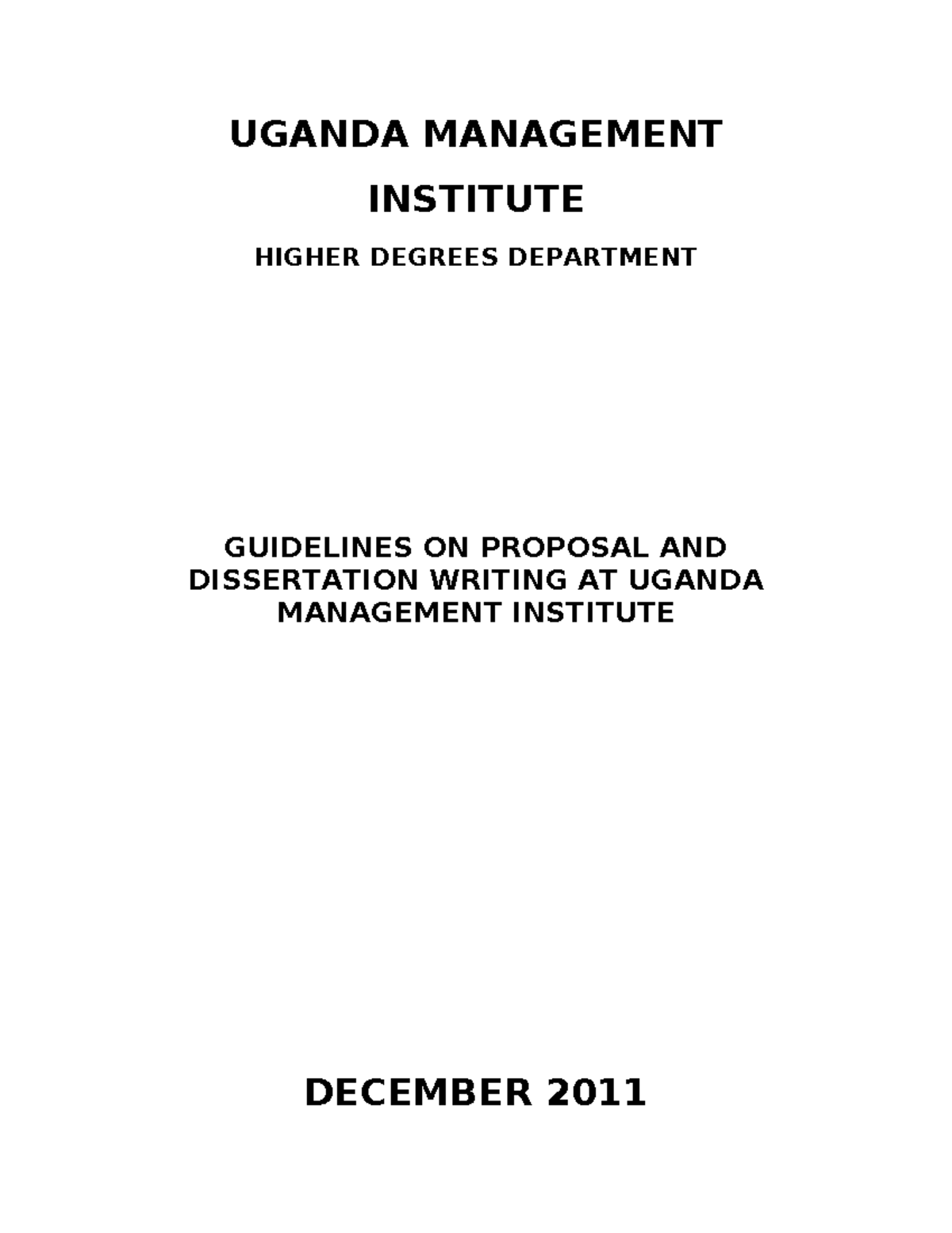 UMI Guidelines for Proposal & Dissertation Writing (2011) - Studocu