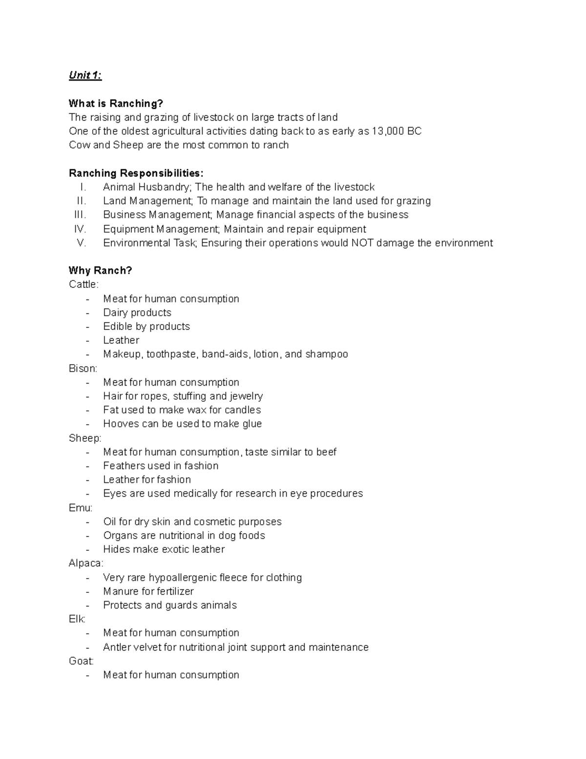Unit 1: Ranching Fundamentals and Environmental Impacts - Env Science ...