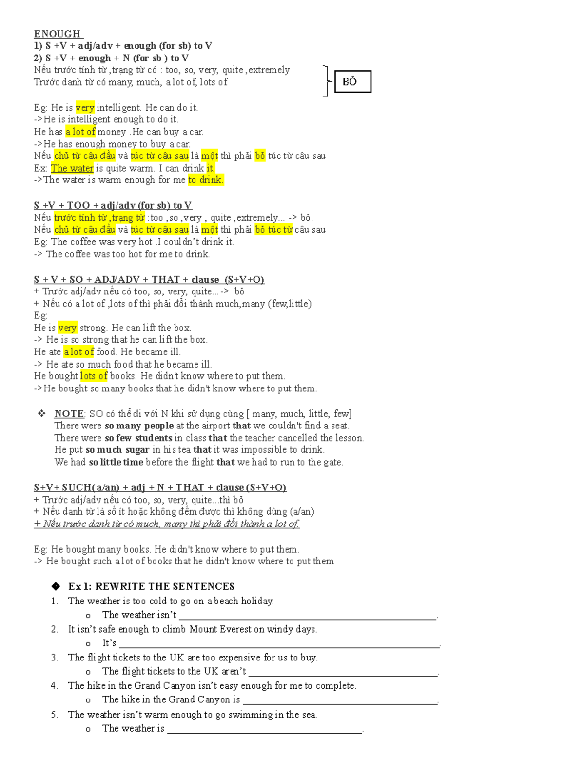 ENGLISH GRAMMAR: SO THAT & SUCH THAT EXAMPLES & EXERCISES - Studocu