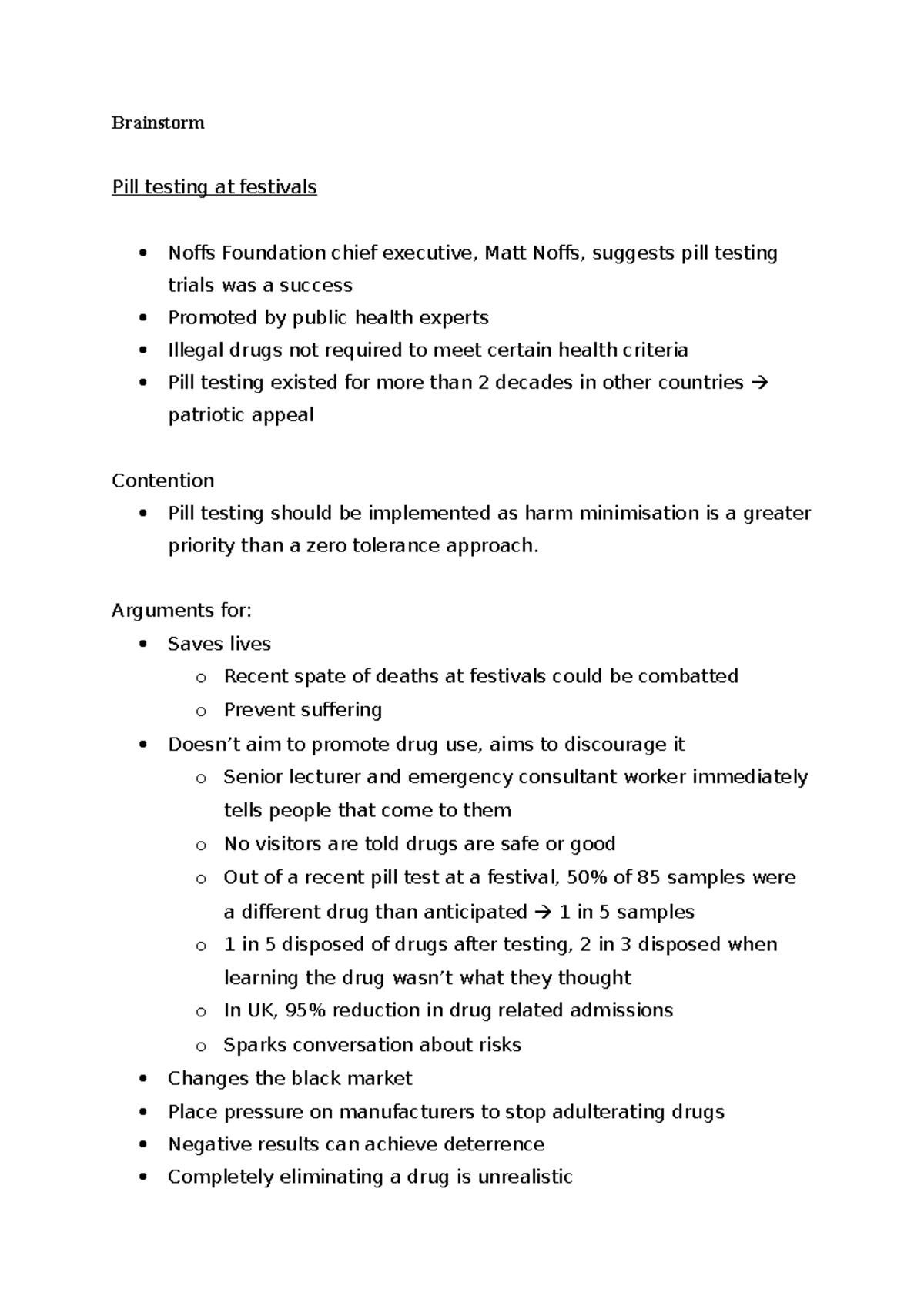 Pill Testing at Festivals: A Harm Minimisation Approach (ENG 101) - Studocu