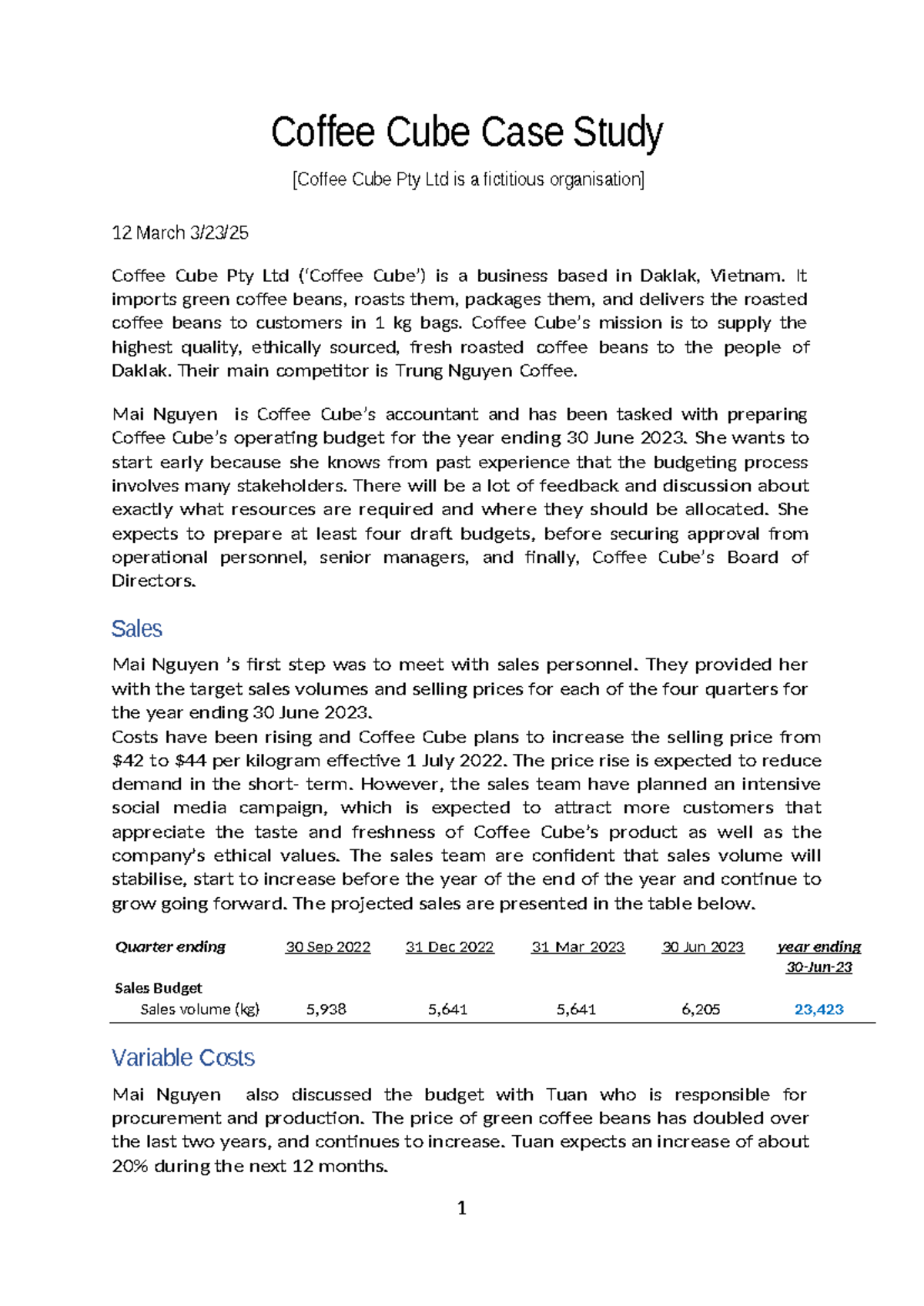 Coffee Cube student-2 - case study - Coffee Cube Case Study [Coffee ...