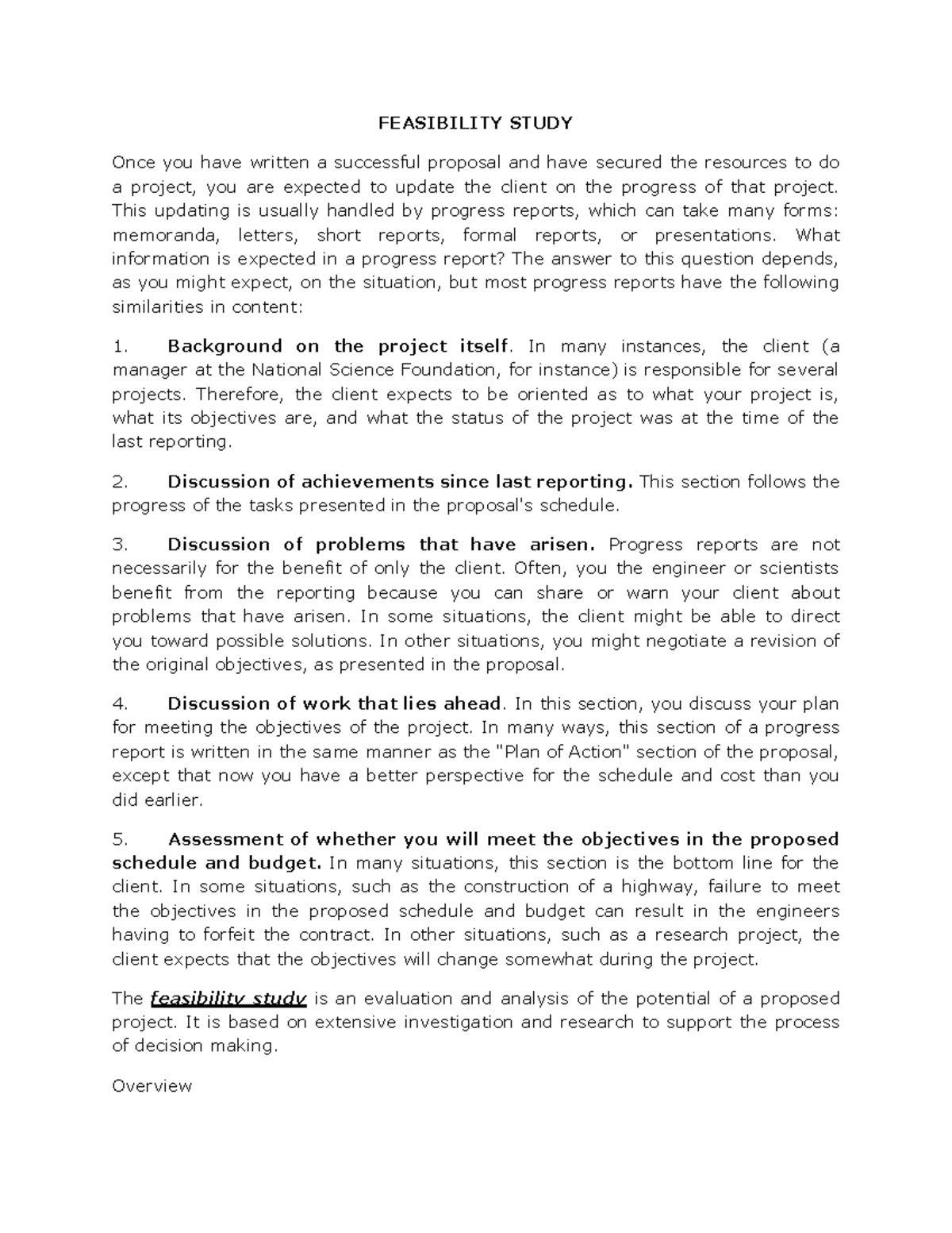 Feasibility Study Overview and Key Considerations - Studocu