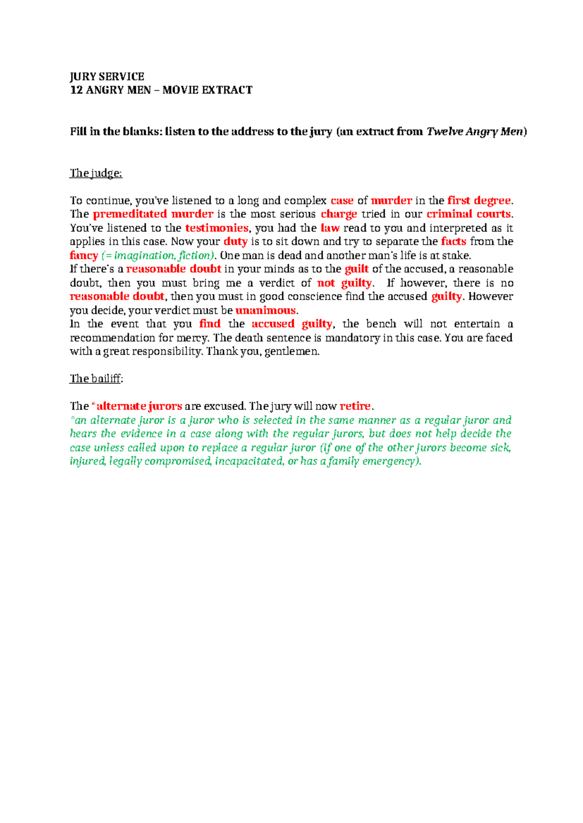 Cours 1: Jury Service Insights from 12 Angry Men Movie Extract - Studocu