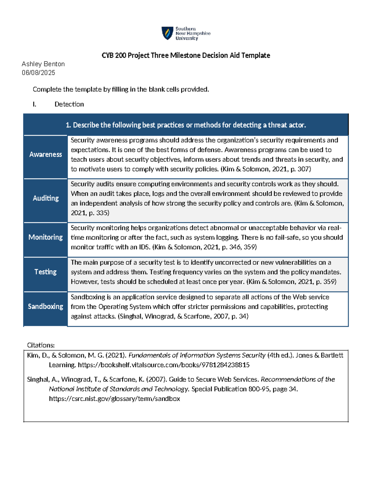 CYB 200 Project Three Milestone: Threat Detection and Mitigation ...