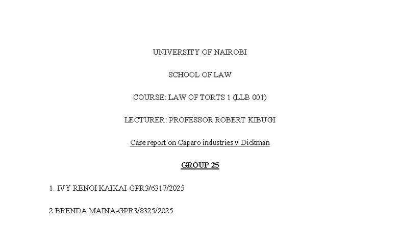 Caparo Industries v Dickman Case Study (LLB 001) - Duty of Care ...