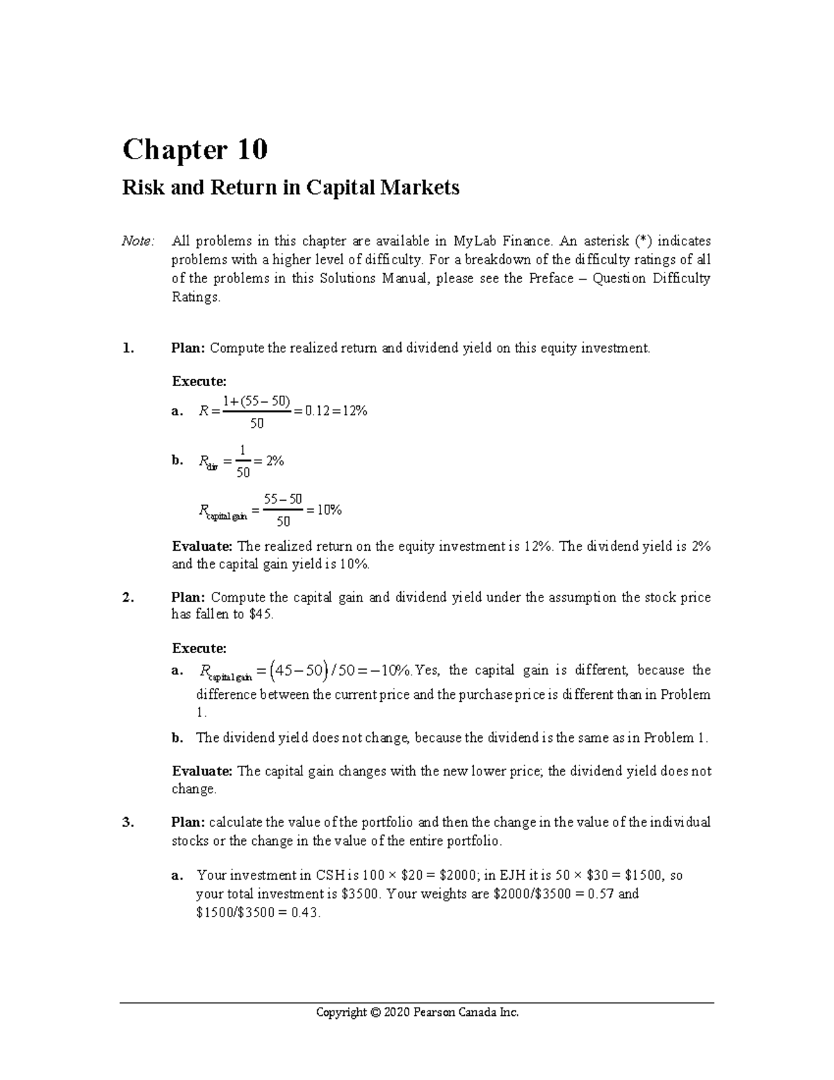 Solutions to end-of-chapter questions: Chapter 10 - Chapter 10 Risk and ...