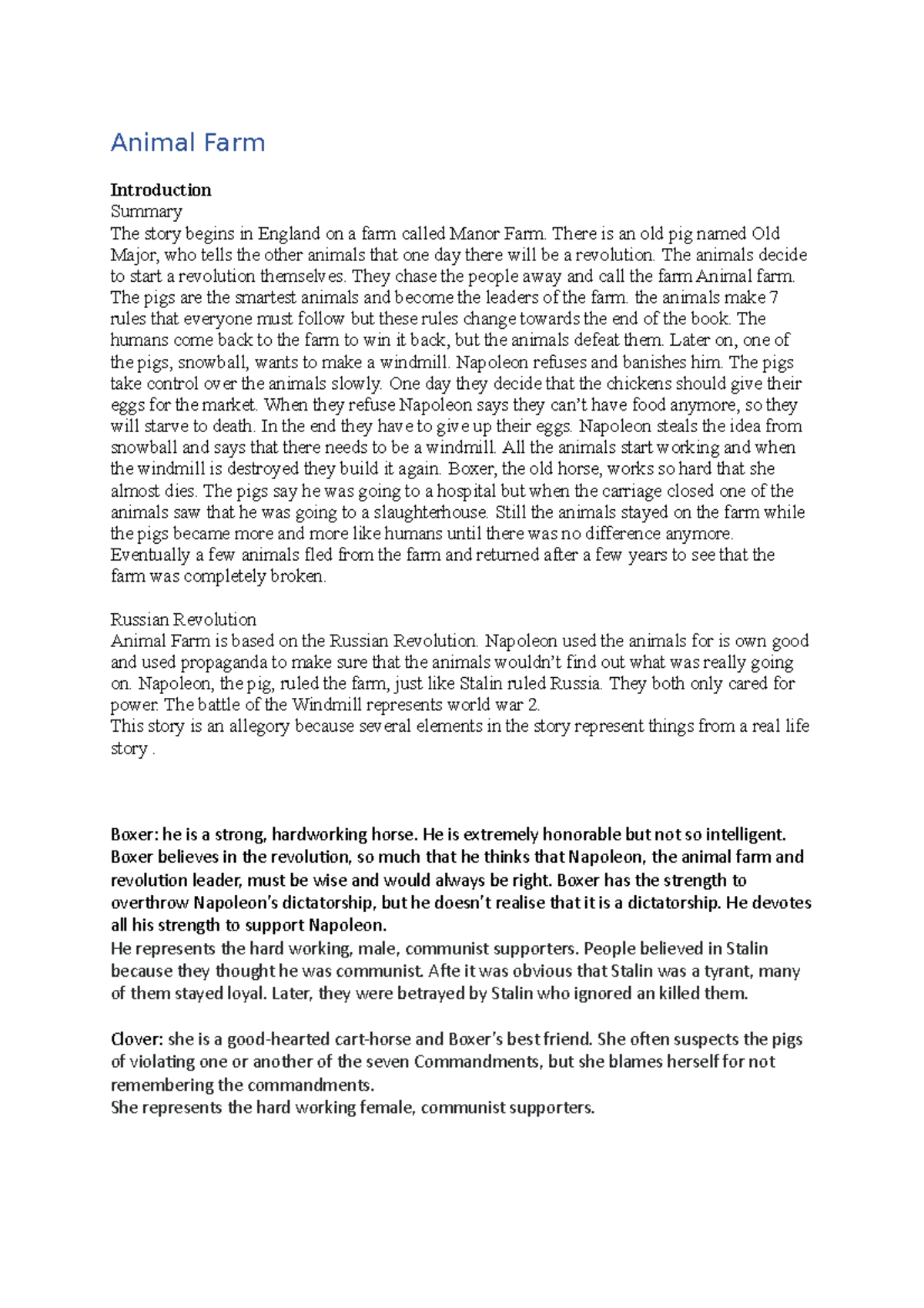 Analysis of Animal Farm: Allegory & Political Parallels - Studeersnel