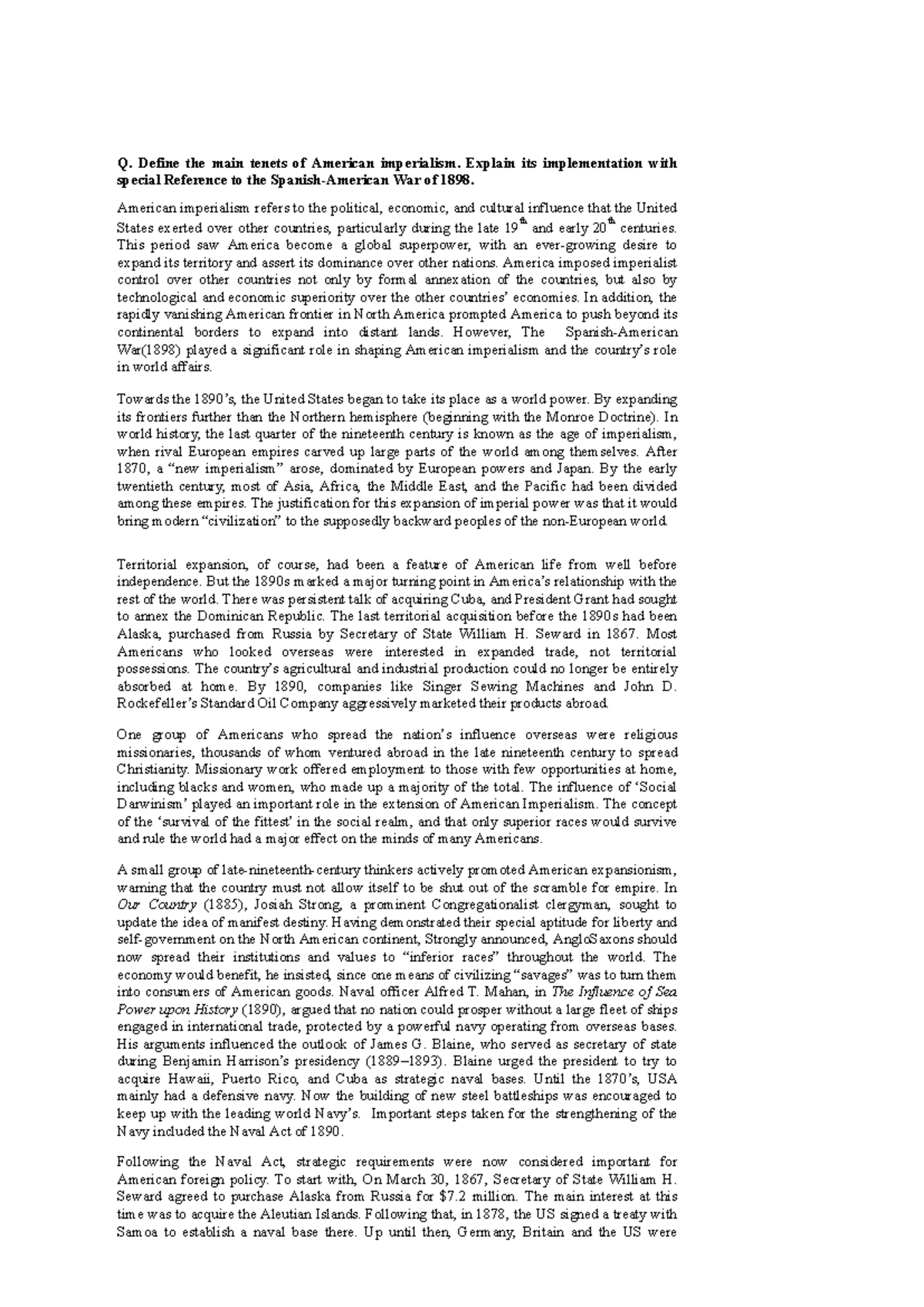 American Imperialism & the Spanish-American War (USA) - Studocu