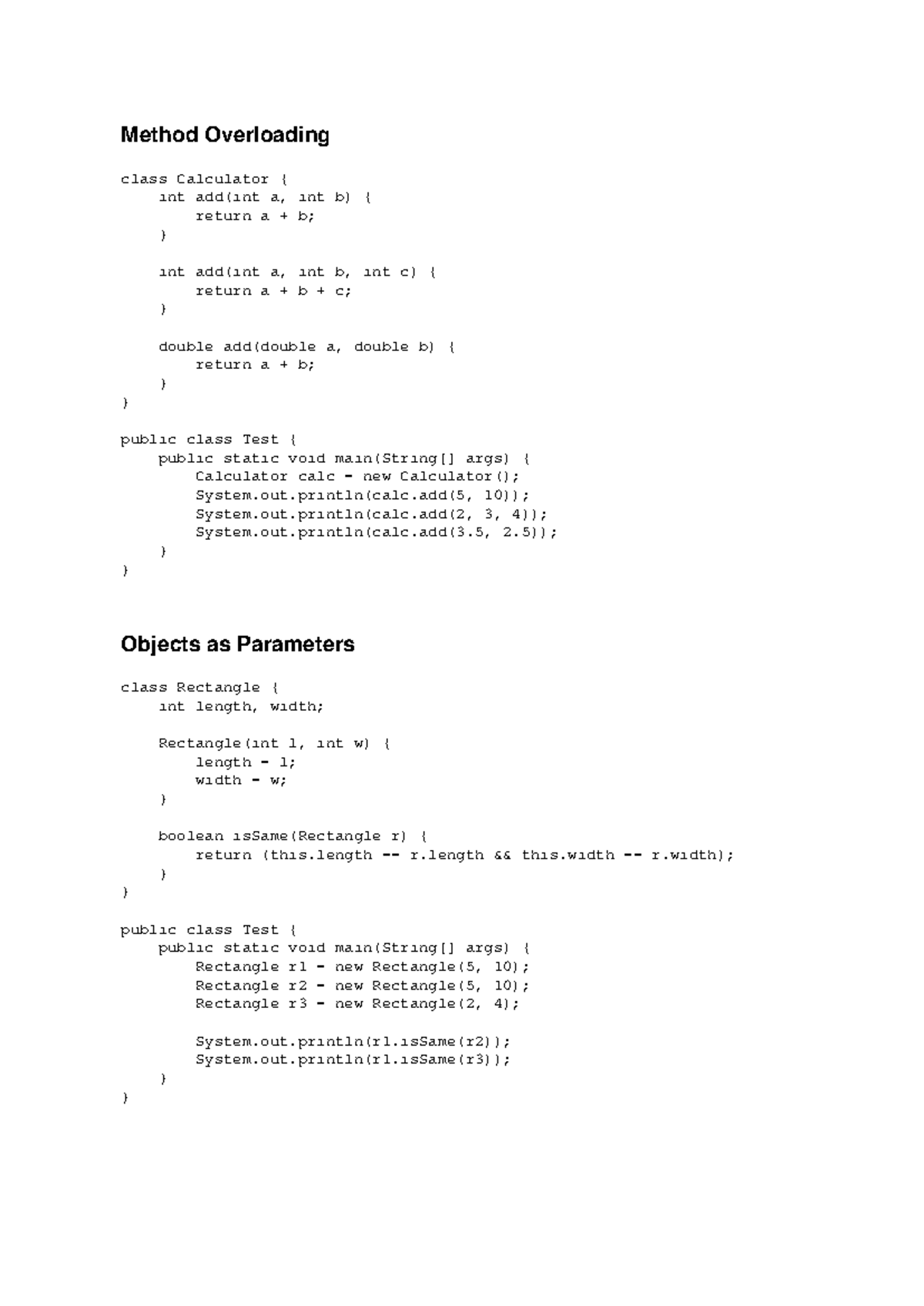 Java OOP Concepts: Method Overloading & Inheritance - Java - Studocu