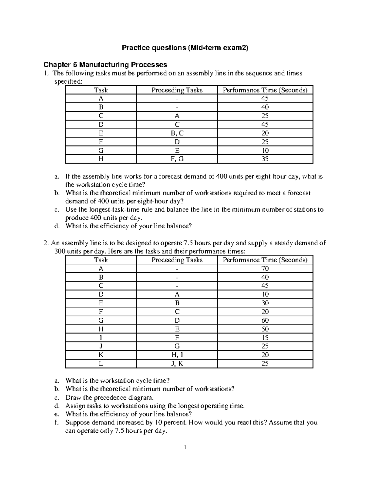 SCM330 Midterm 2 Practice Problems and Solutions Guide - Studocu