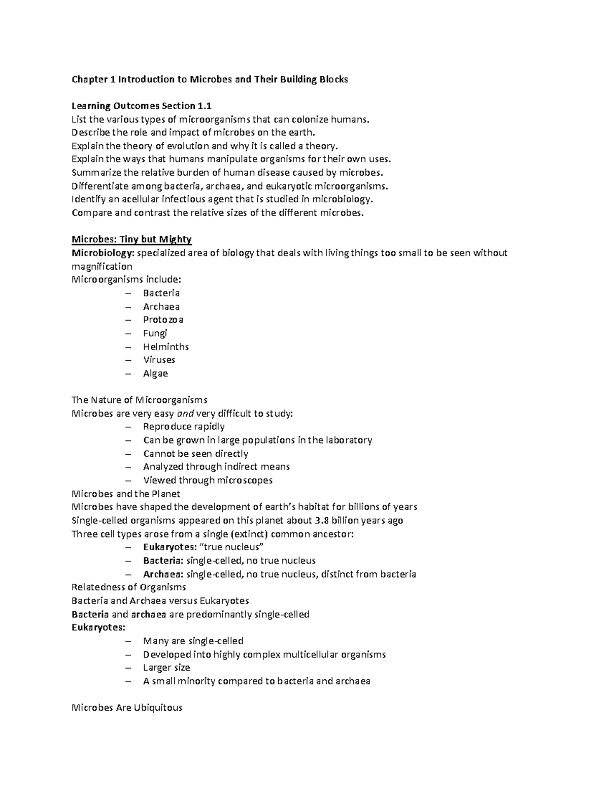 Chapter 1: Introduction to Microbes and Their Impact on Life (BIO101 ...