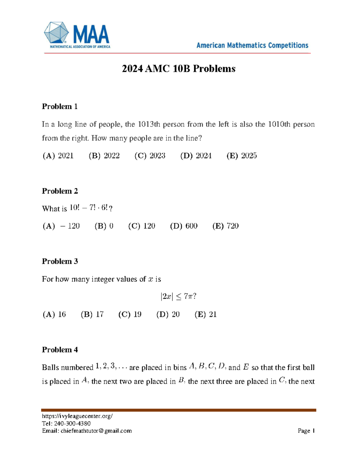 2024 AMC 10B Problems & Answers: Complete Guide and Solutions - Studocu