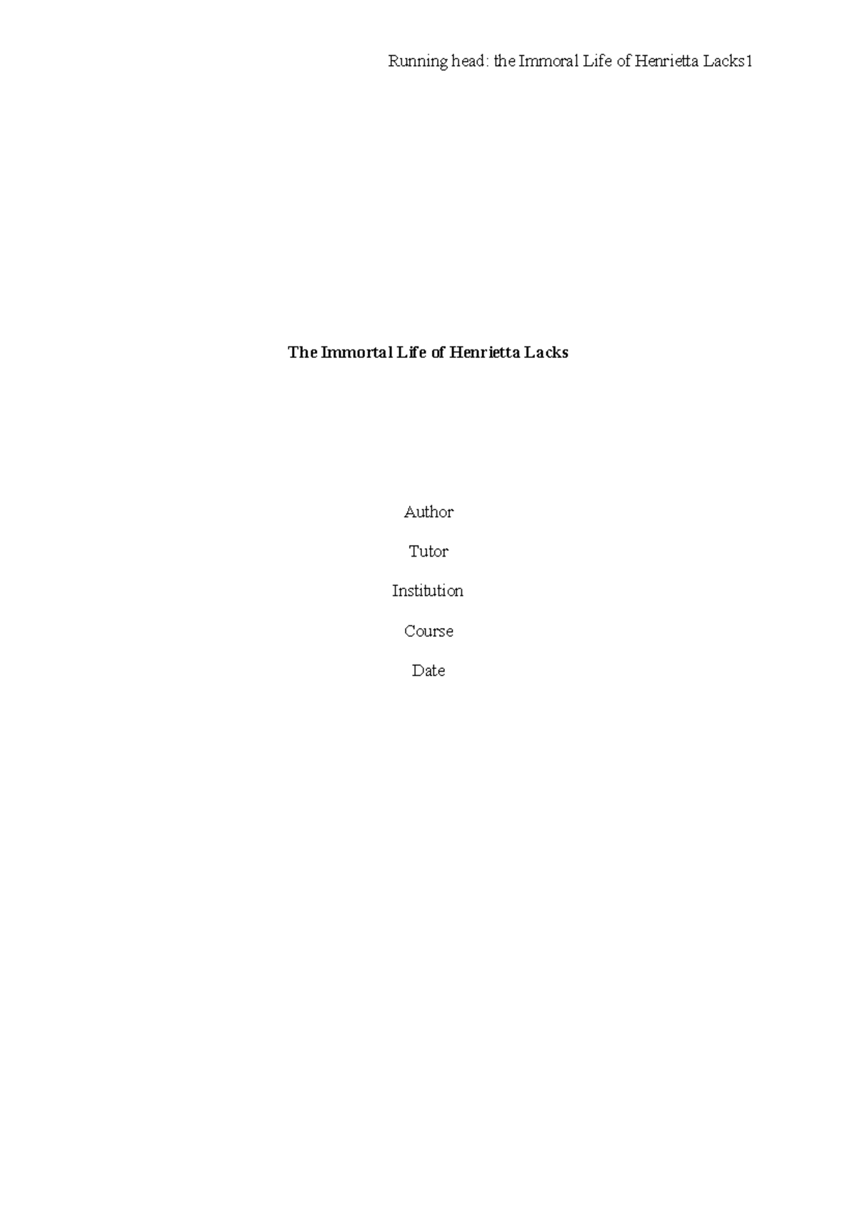 The Immortal Life of Henrietta Lacks - The Immortal Life of Henrietta ...