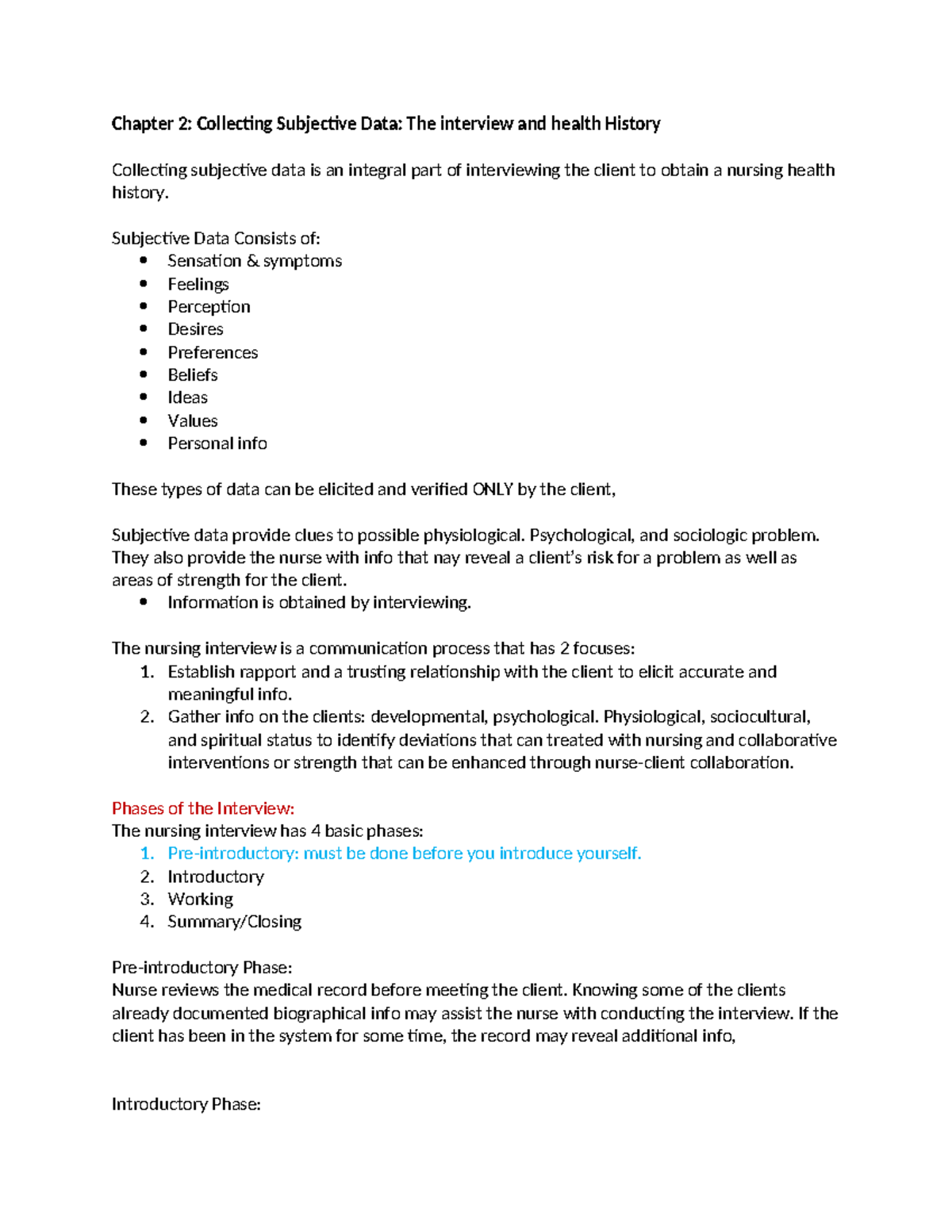 Chapter 2 - Collecting Subjective Data in Nursing Assessments - Studocu