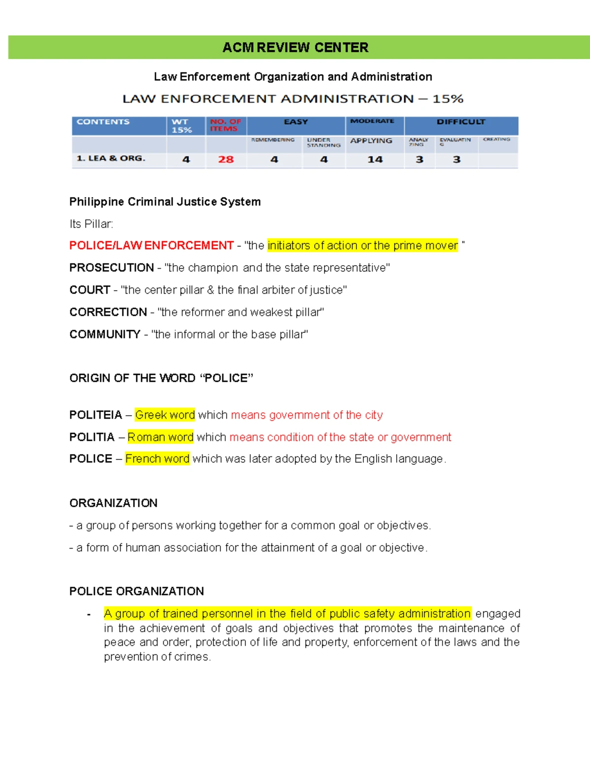 LEA 1 Law Enforcement Organization and Administration Inter agency ...