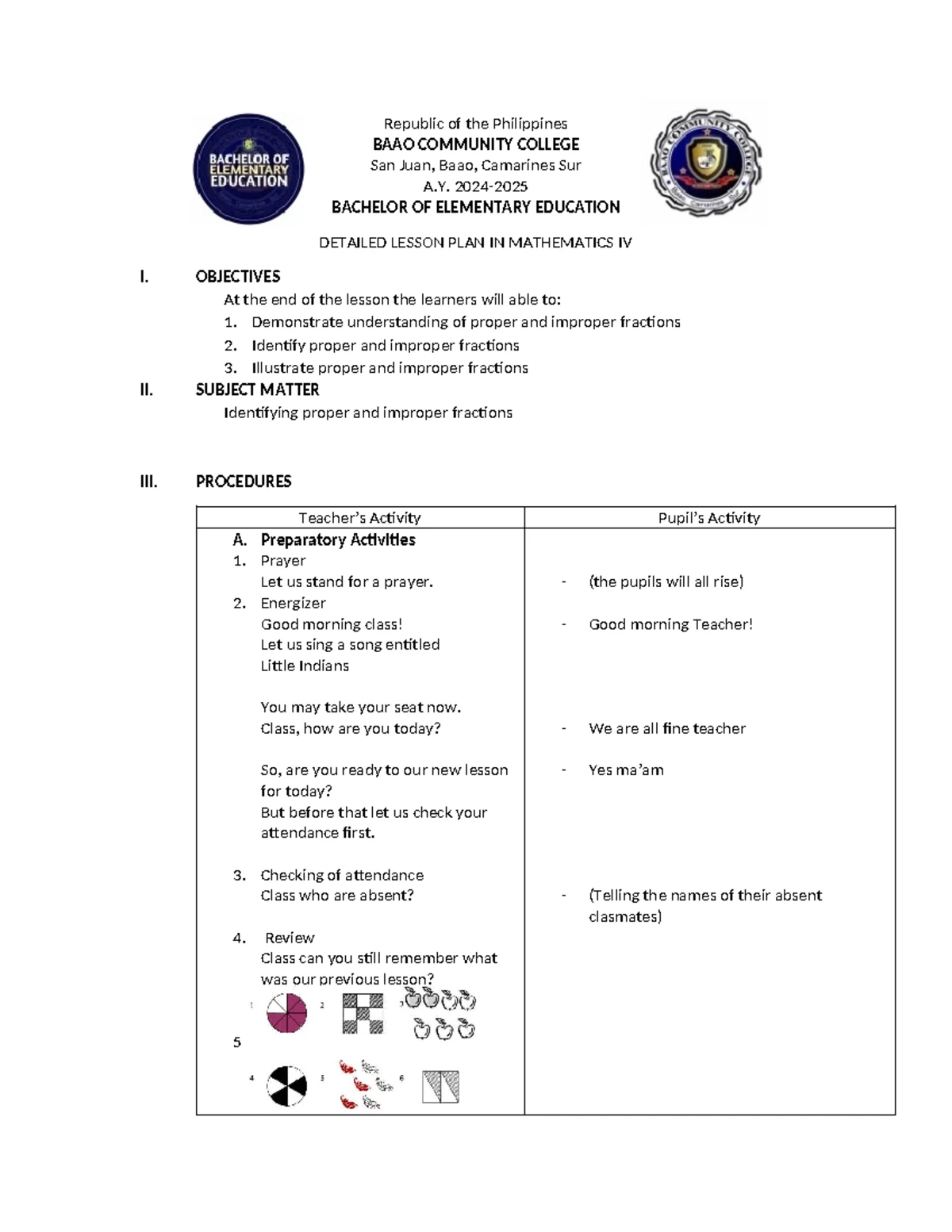 Detailed Lesson Plan in Mathematics: Basic Shapes for BEED Students ...