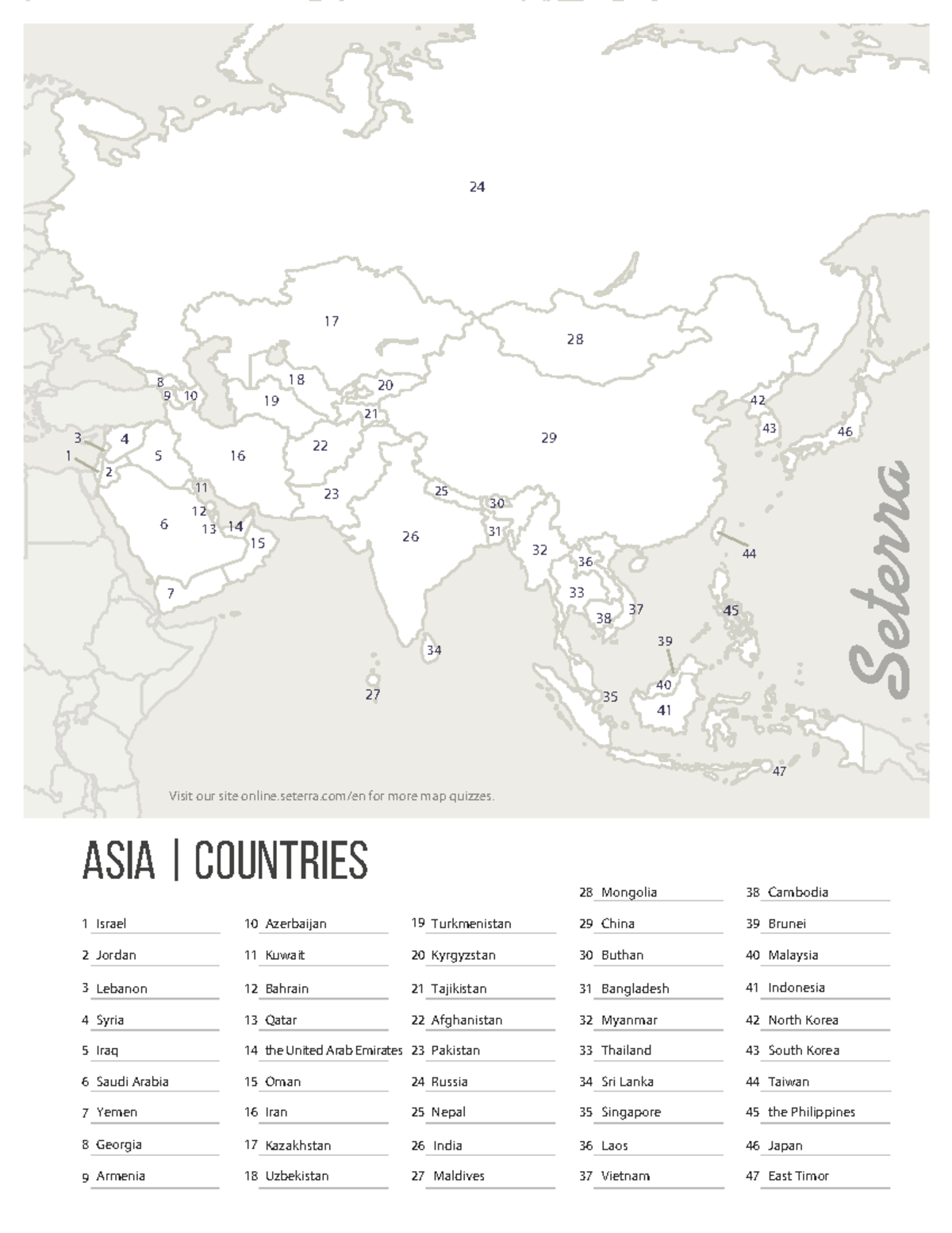 ASIA Countries Quiz Key: Answers and Notes for Study Guide - Studocu
