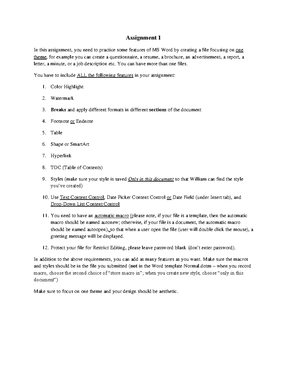 Assignment 1 - project - Assignment 1 In this assignment, you need to ...
