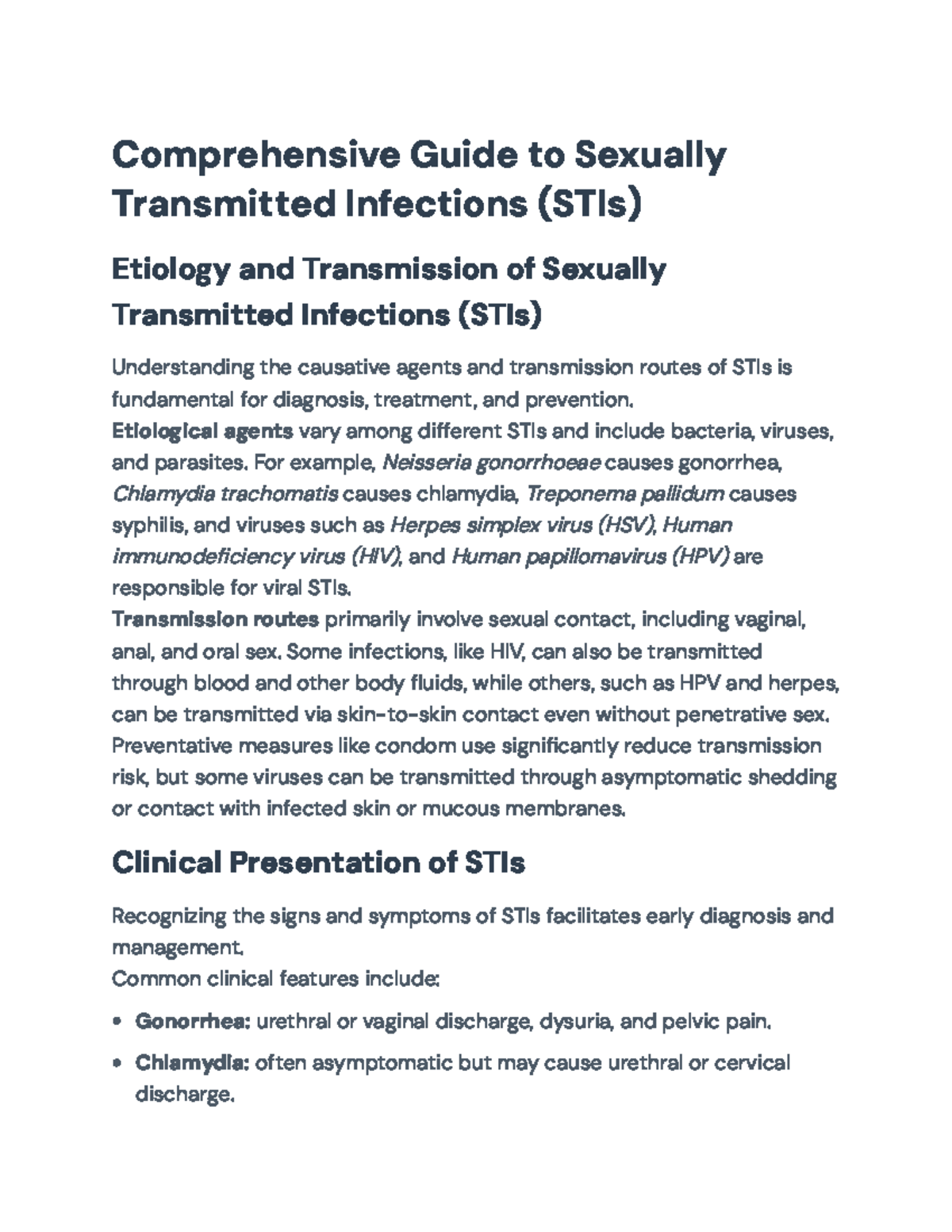 Comprehensive Overview of STIs: Etiology, Transmission & Treatment ...