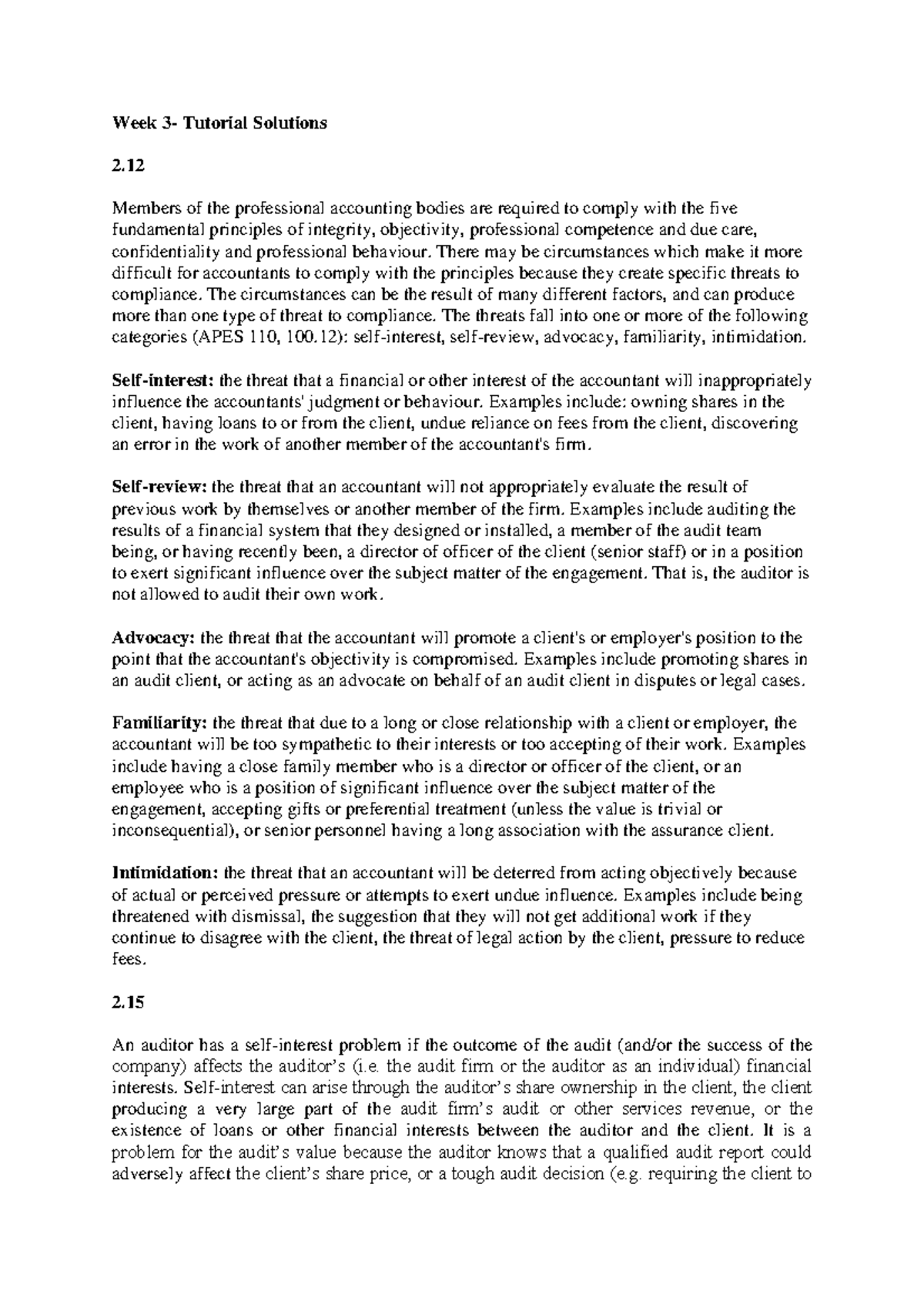 Week 3 Tutorial Solutions Student - Week 3- Tutorial Solutions Members ...