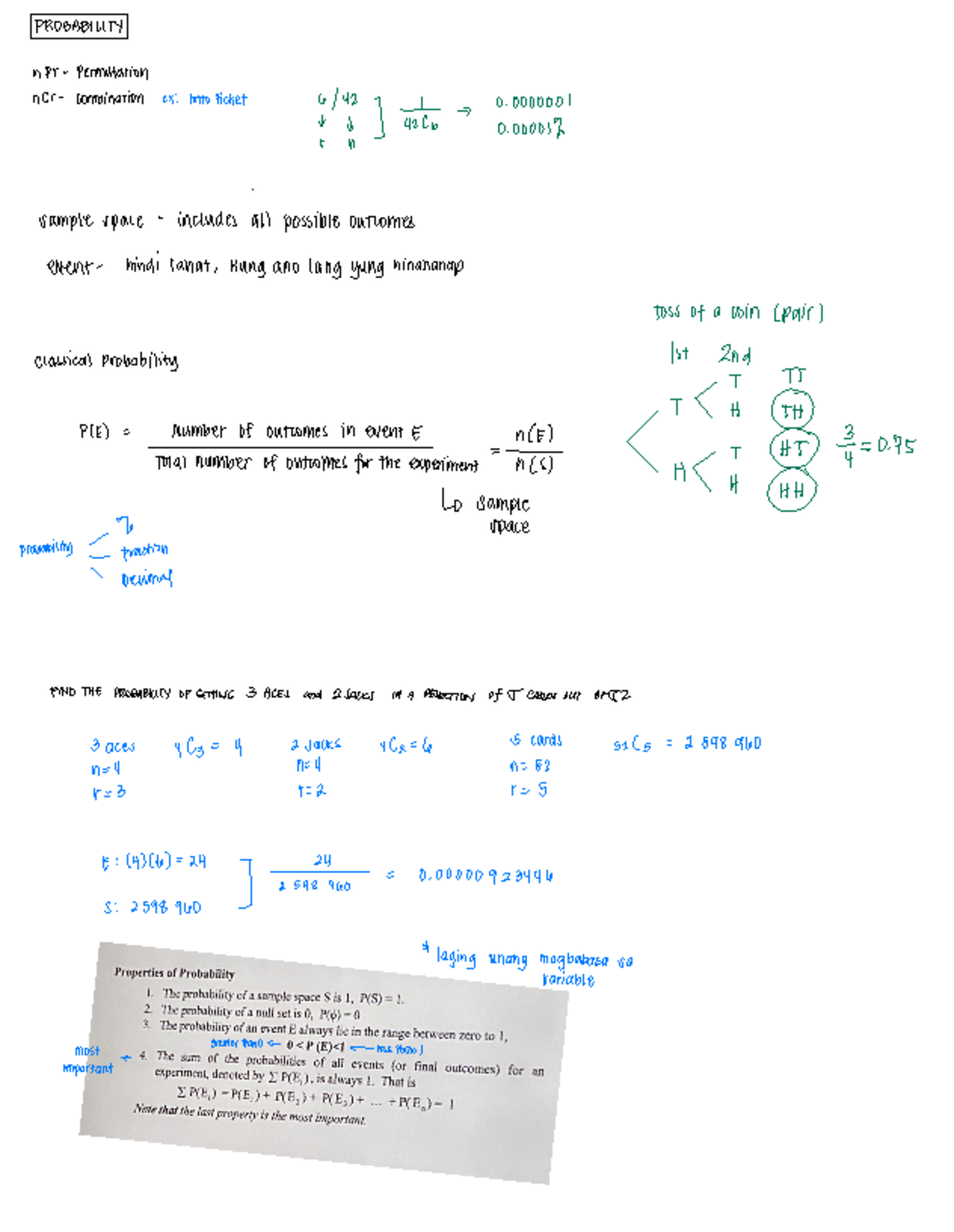STAT - n/a - PROBABILITY n Pr-Permutation nor-combination ex : lotto ...