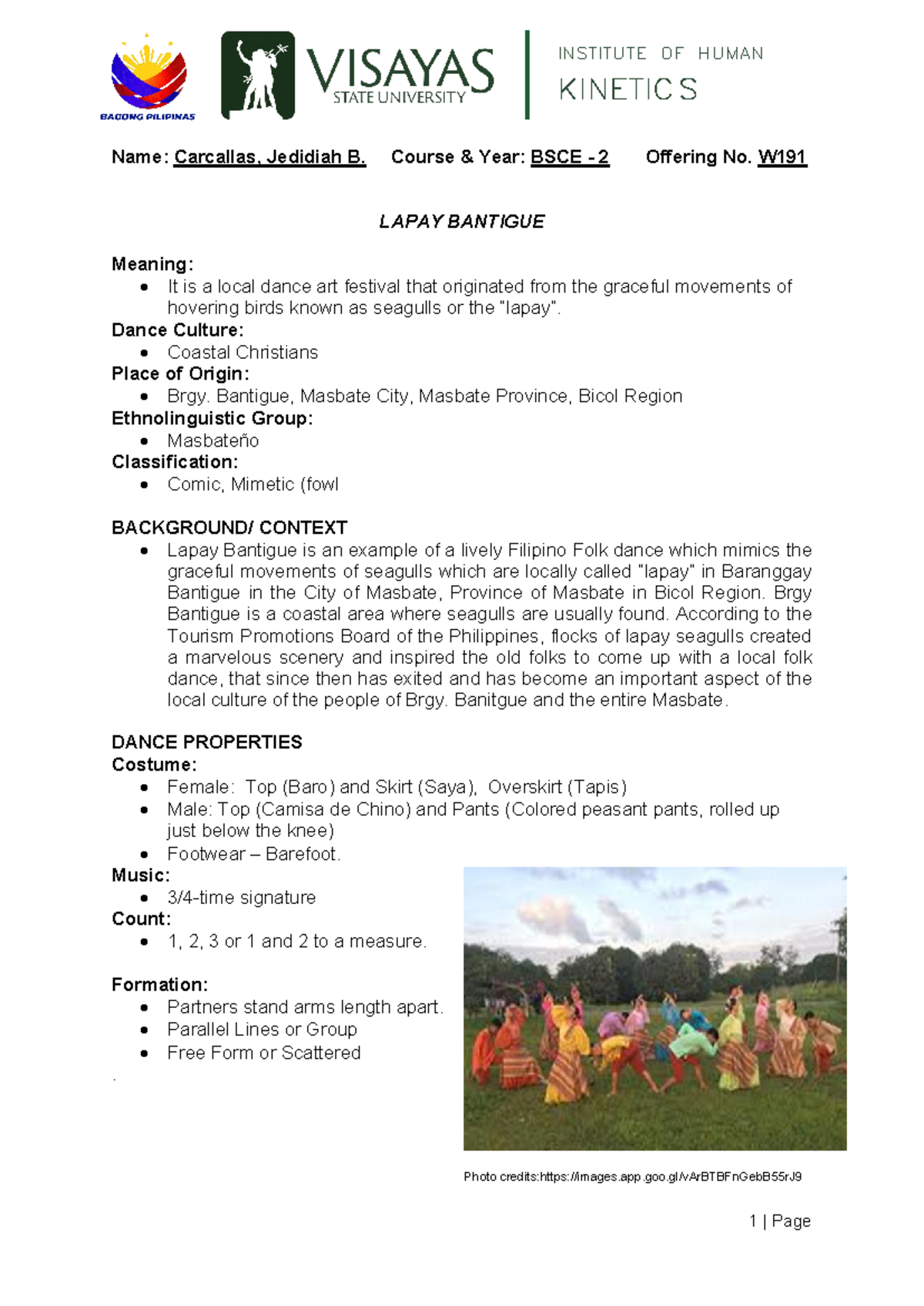 BSCE - 2: Overview of the Lapay Bantigue Dance and Its Cultural ...