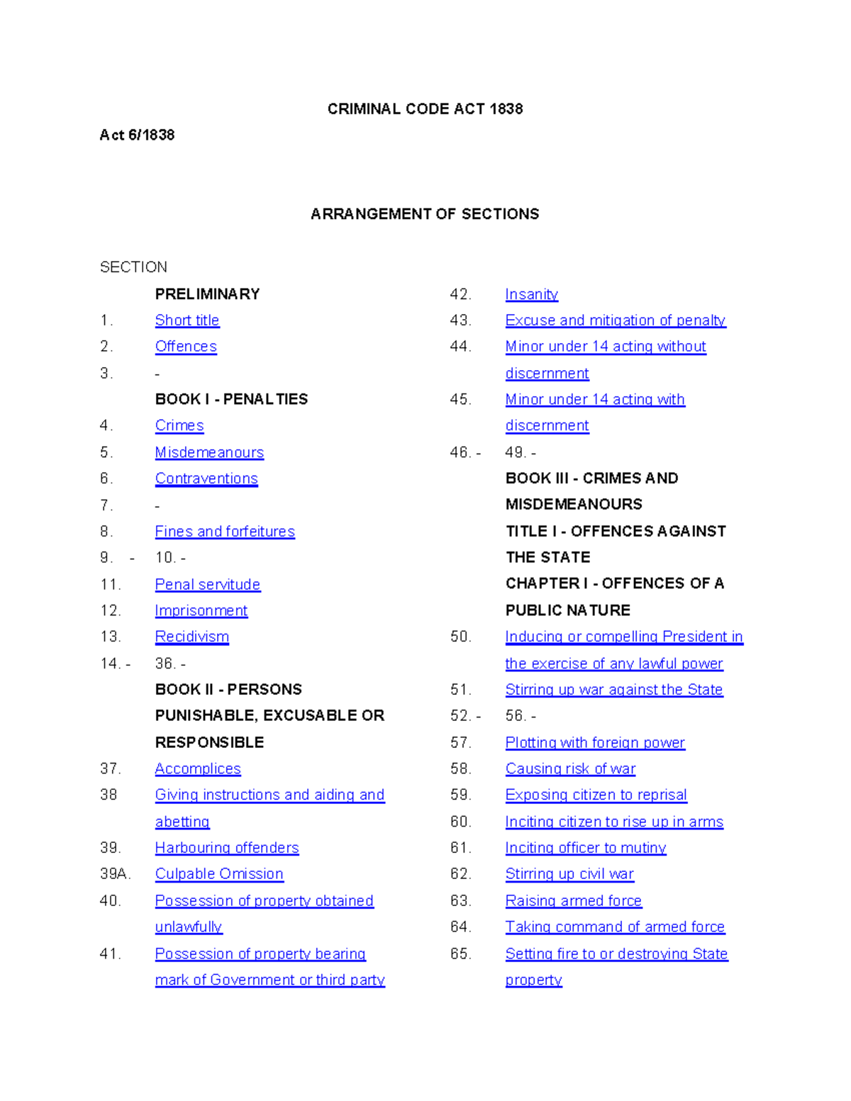 Criminal Code Act 1838 - Overview of Offences and Penalties - Studocu