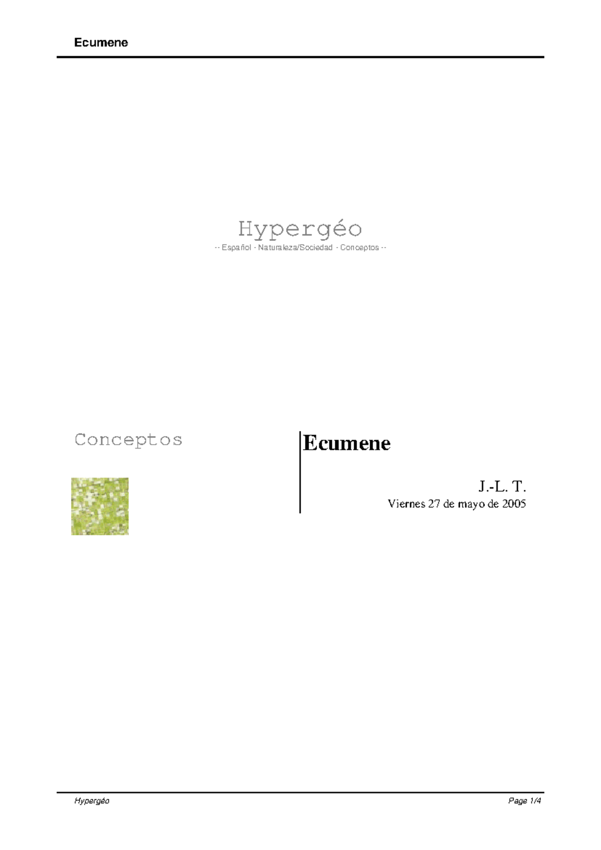 Ecumene y Geografía: Conceptos Fundamentales en H. Geografía - Studocu
