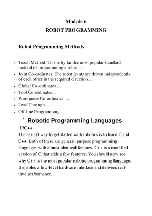 AIT304 - AIT ROBOTICS AND INTELLIGENT SYSTEM Category L T P Credit IntroductionYear of PCC 3 1 0 ...
