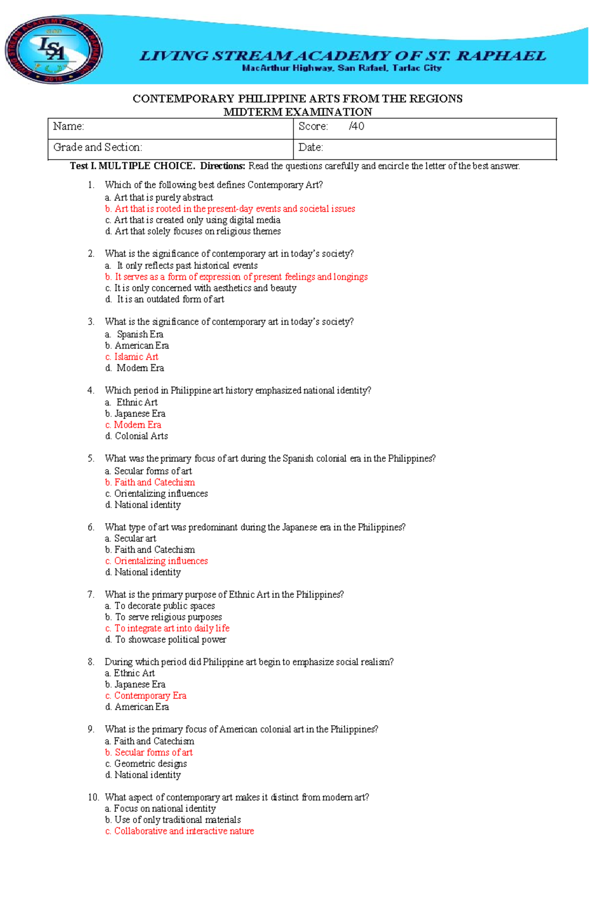 Contemporary Art - Midterm Exam - Conart - Philippine Art History - Studocu