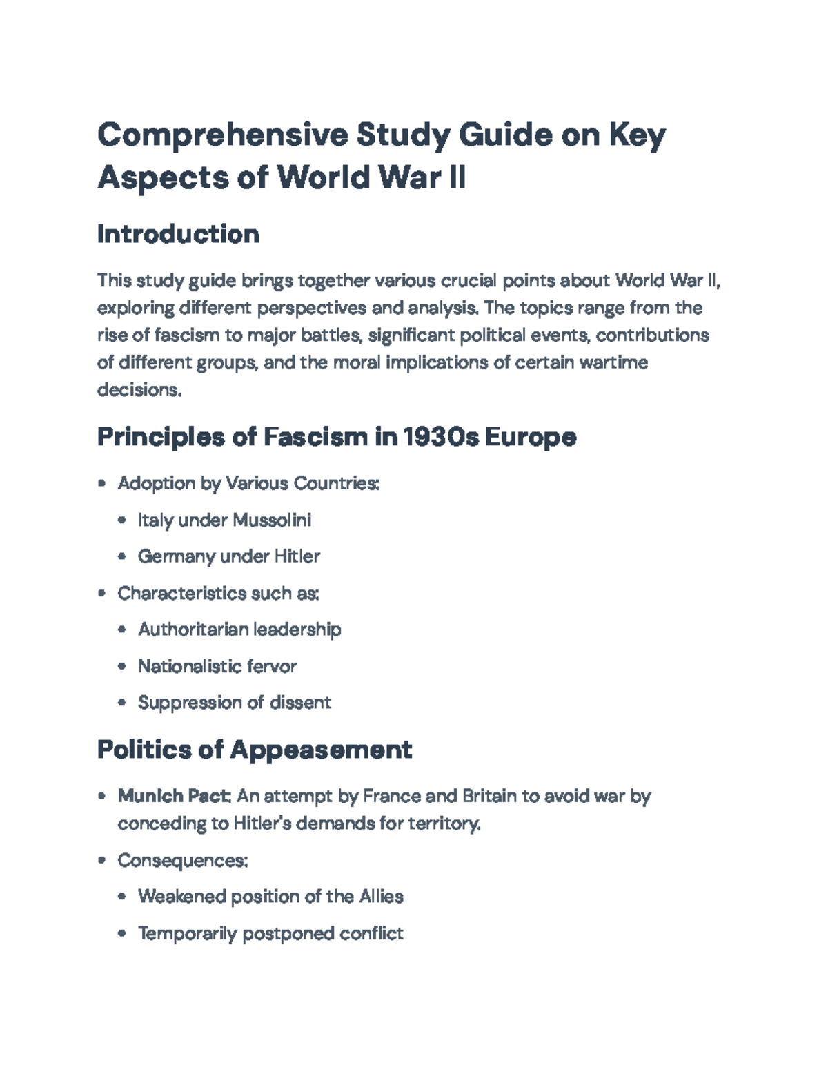 Comprehensive World War II Study Guide: Key Events & Impacts ...