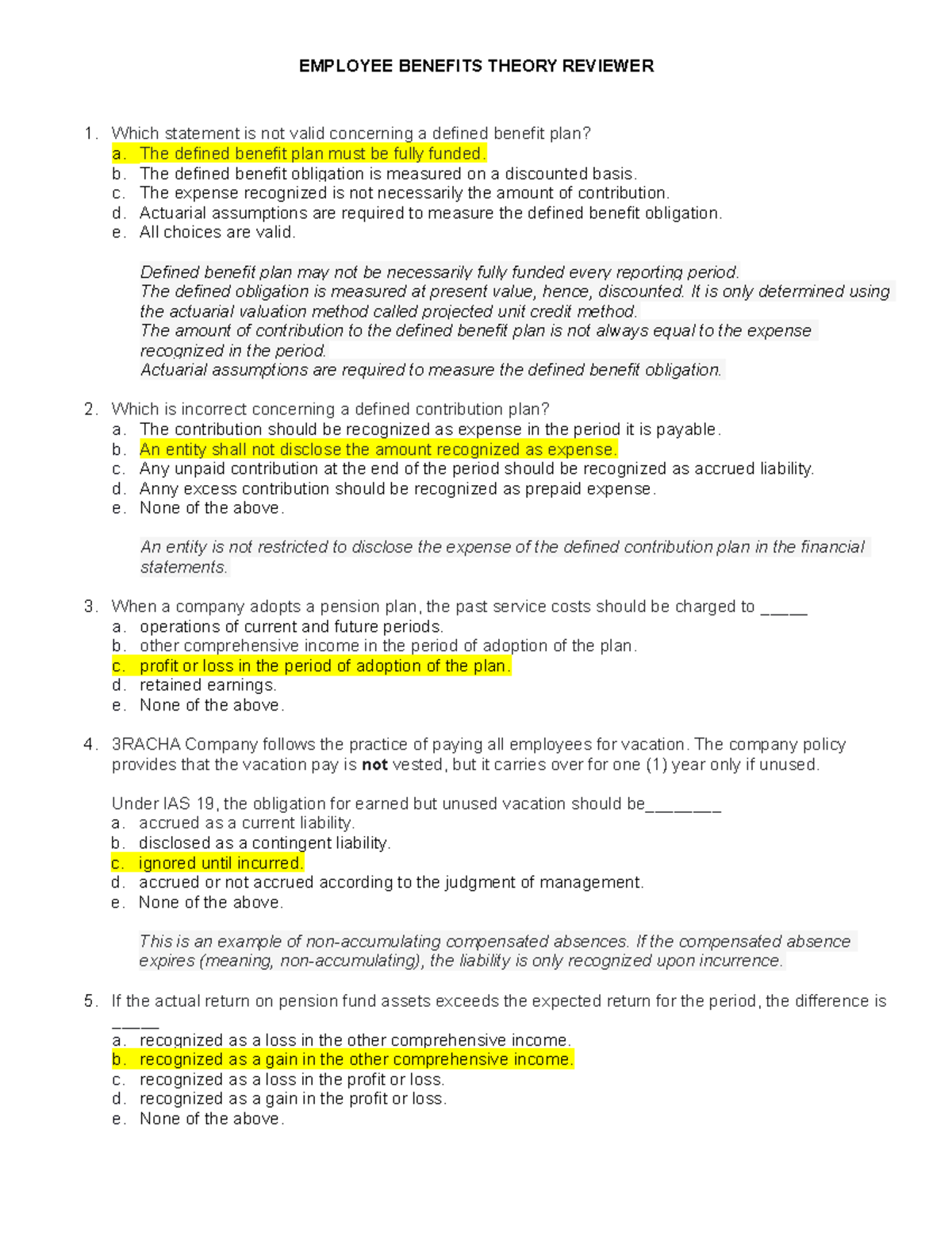 Employee Benefits Theory & Problem-Solving Guide for IAS 19 - Studocu