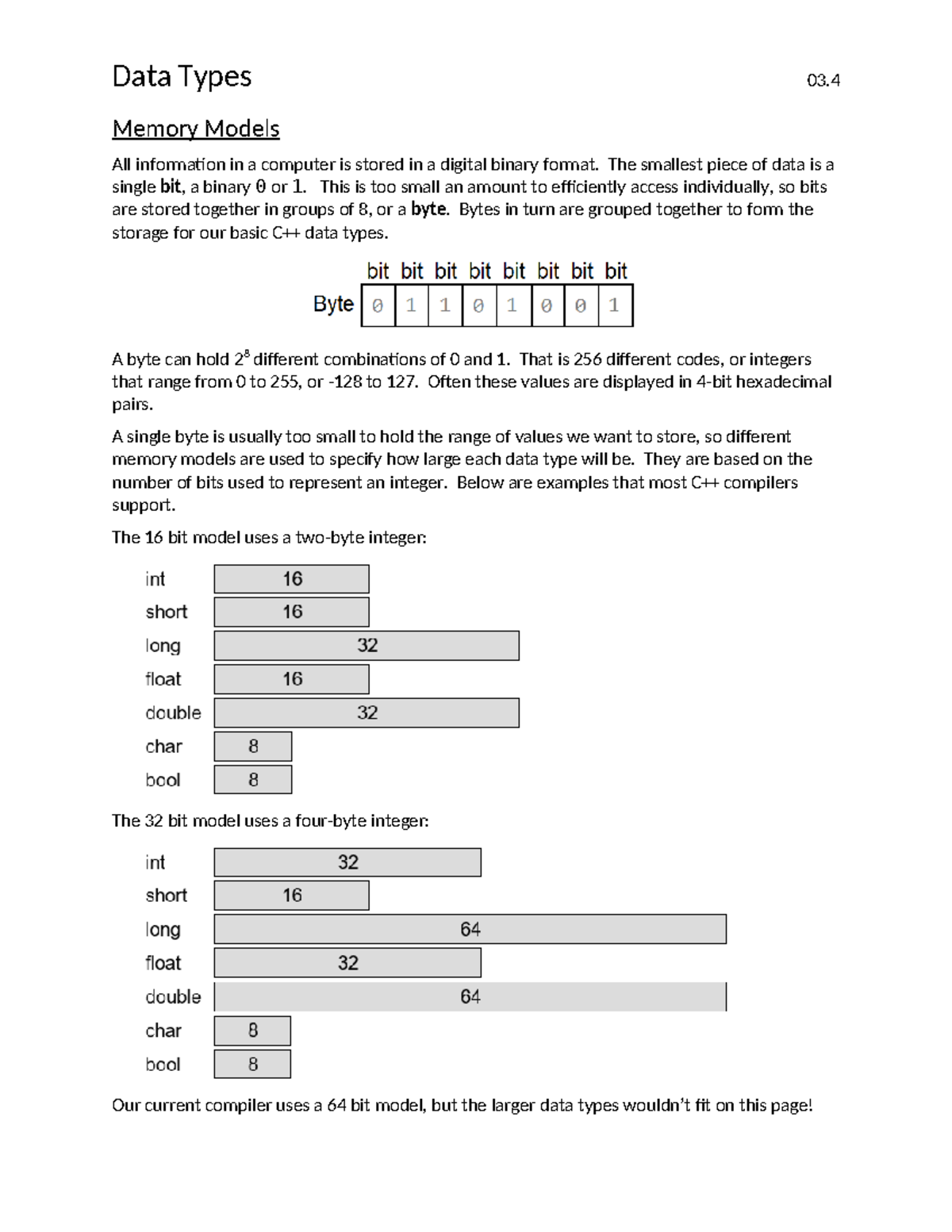 Memory Models and Data Types in C++: Overview and Explanation (03.4 ...