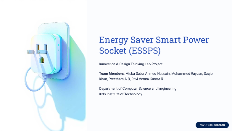 Energy Saver Smart Power Socket (ESSPS) Design Thinking Project - Studocu