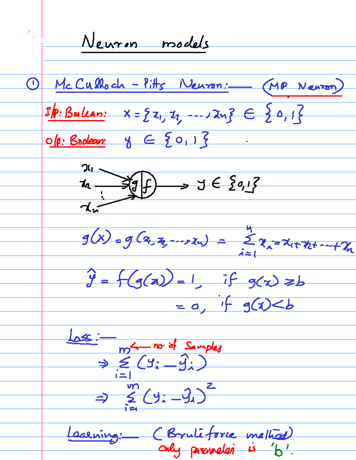Neuron models module 1: Understanding perceptrons and loss functions - Studocu