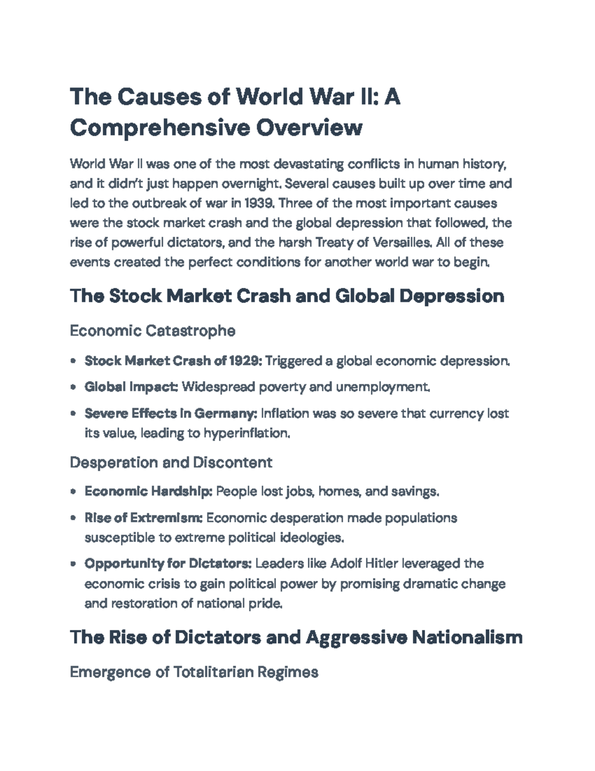 Causes of World War II: Economic Crisis, Dictatorship, & Versailles ...