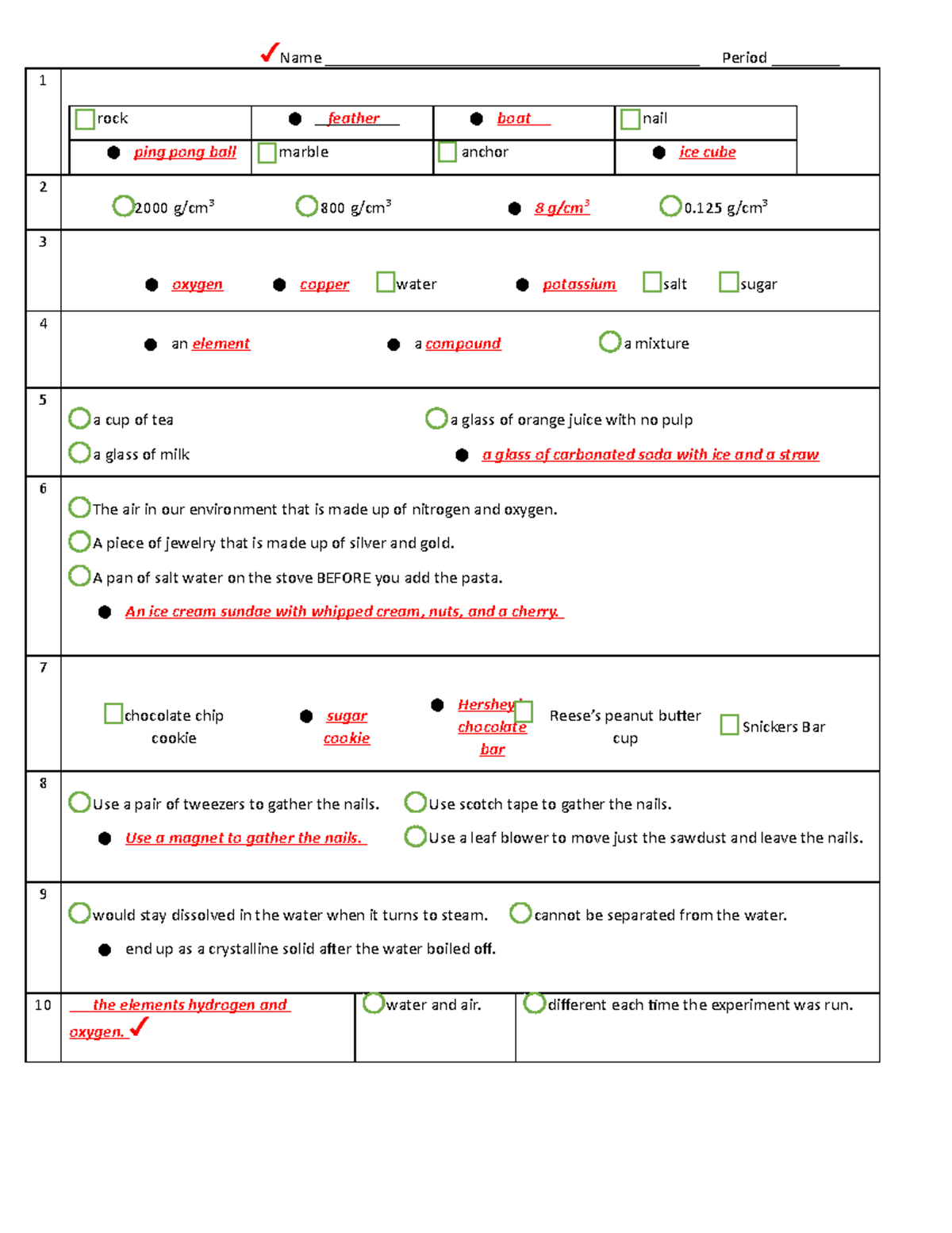 Separation of Mixtures: Answer Key & Activity Guide - Studocu