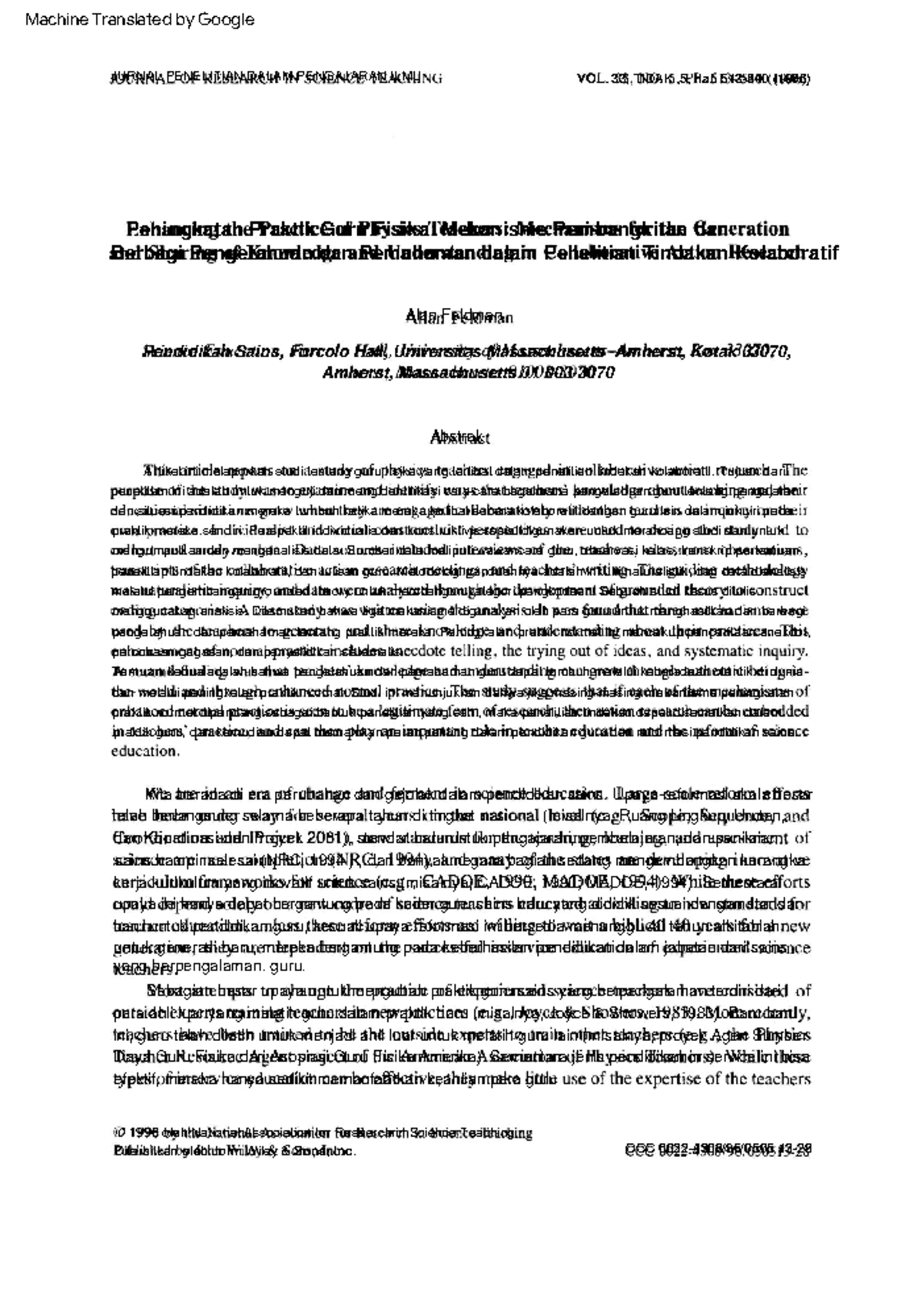 Feldman 1996 - desain model penelitian - Kita berada di era perubahan ...