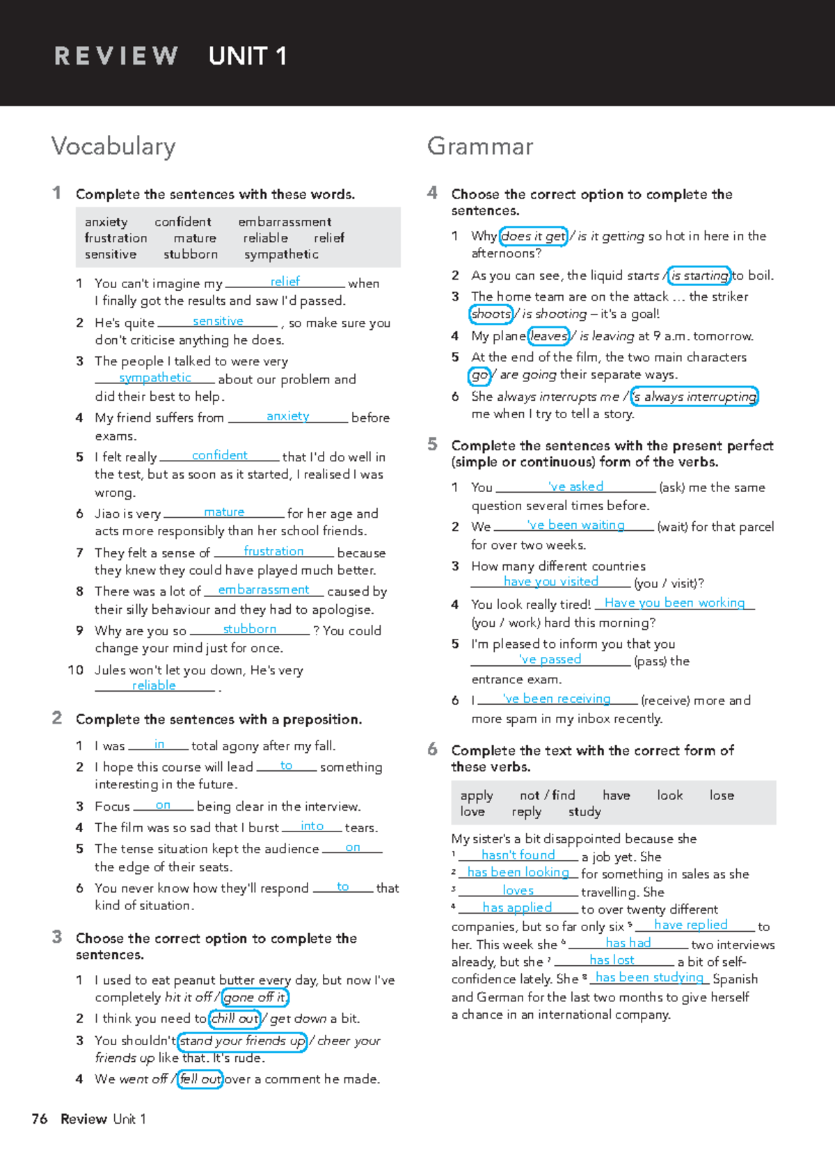 New Close-Up B2 Workbook Answer Key - Vocabulary & Grammar Exercises - Studocu