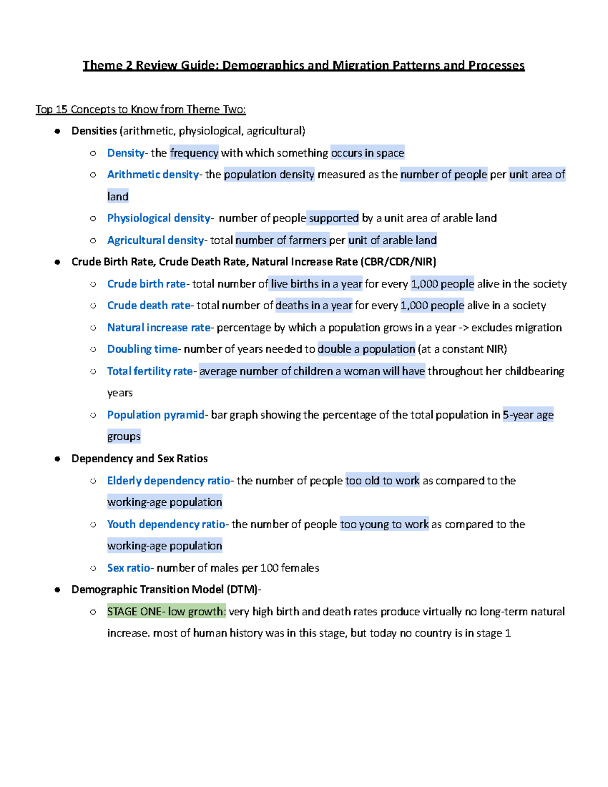 AP Human Geography Unit 2 Demographics and Migration - 15 Most ...