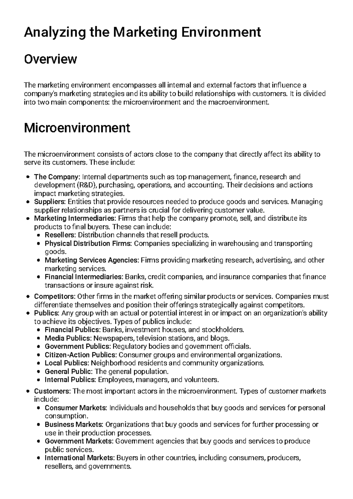Chapter 3 Study Guide: Analyzing the Marketing Environment - LU 3 - Studocu