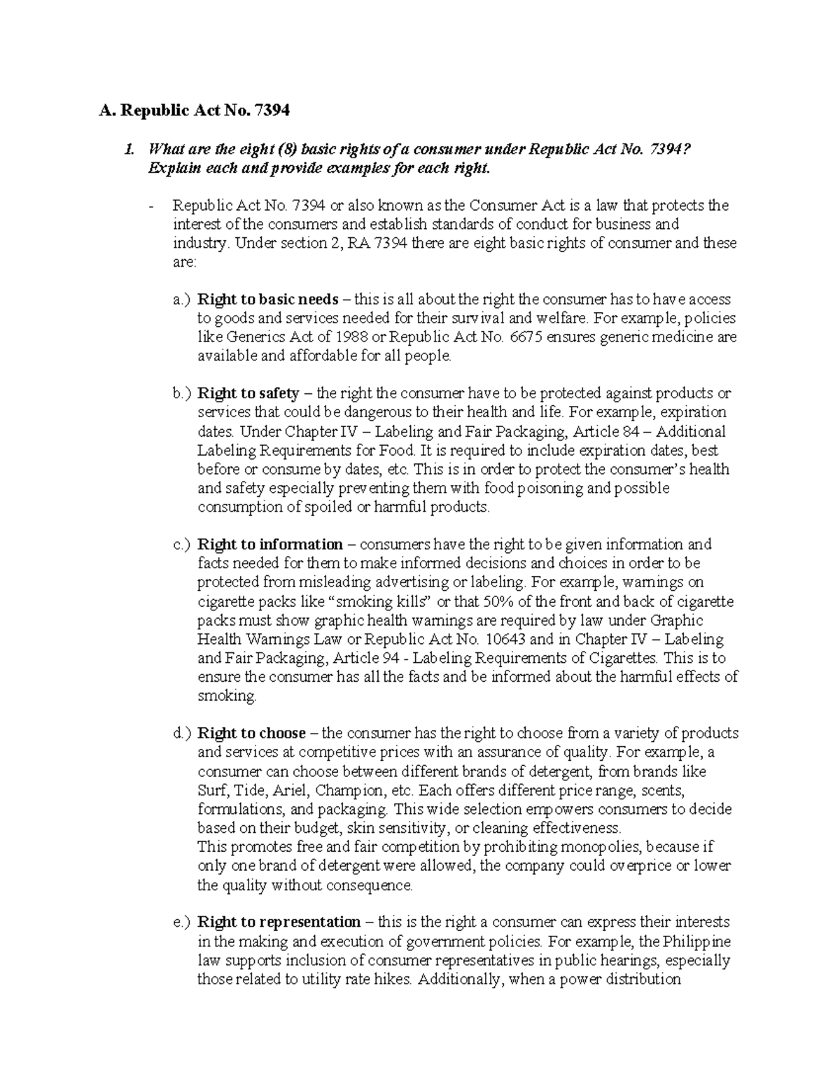 Consumer Act of the Philippines (RA 7394): Rights & Responsibilities ...