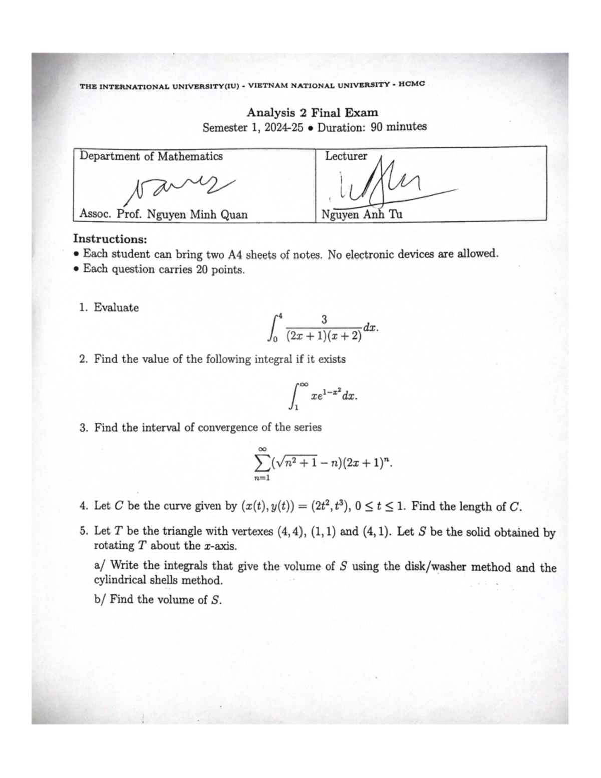 Final Exam Analysis 2 sem 1 2024-2025 N - THE INTERNATIONAL UNIVERSITY ...