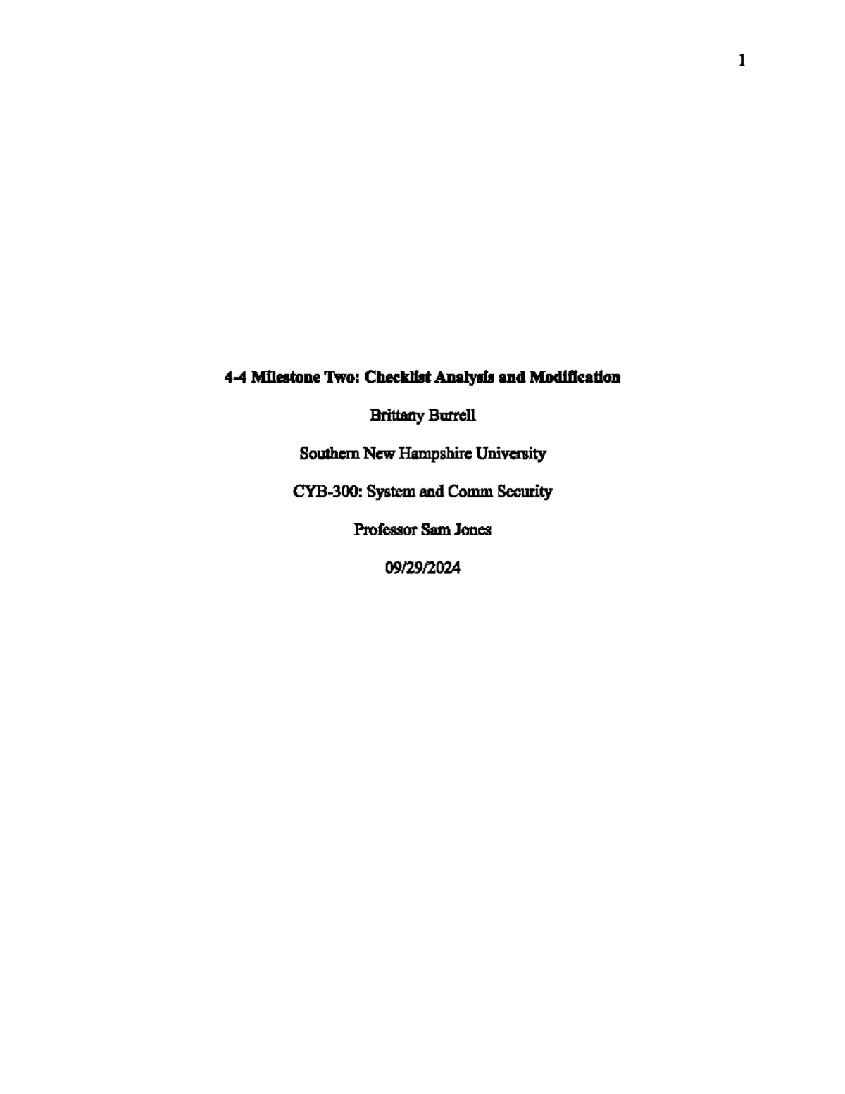 CYB 300 Milestone Two: Checklist Analysis & Security Improvements - Studocu