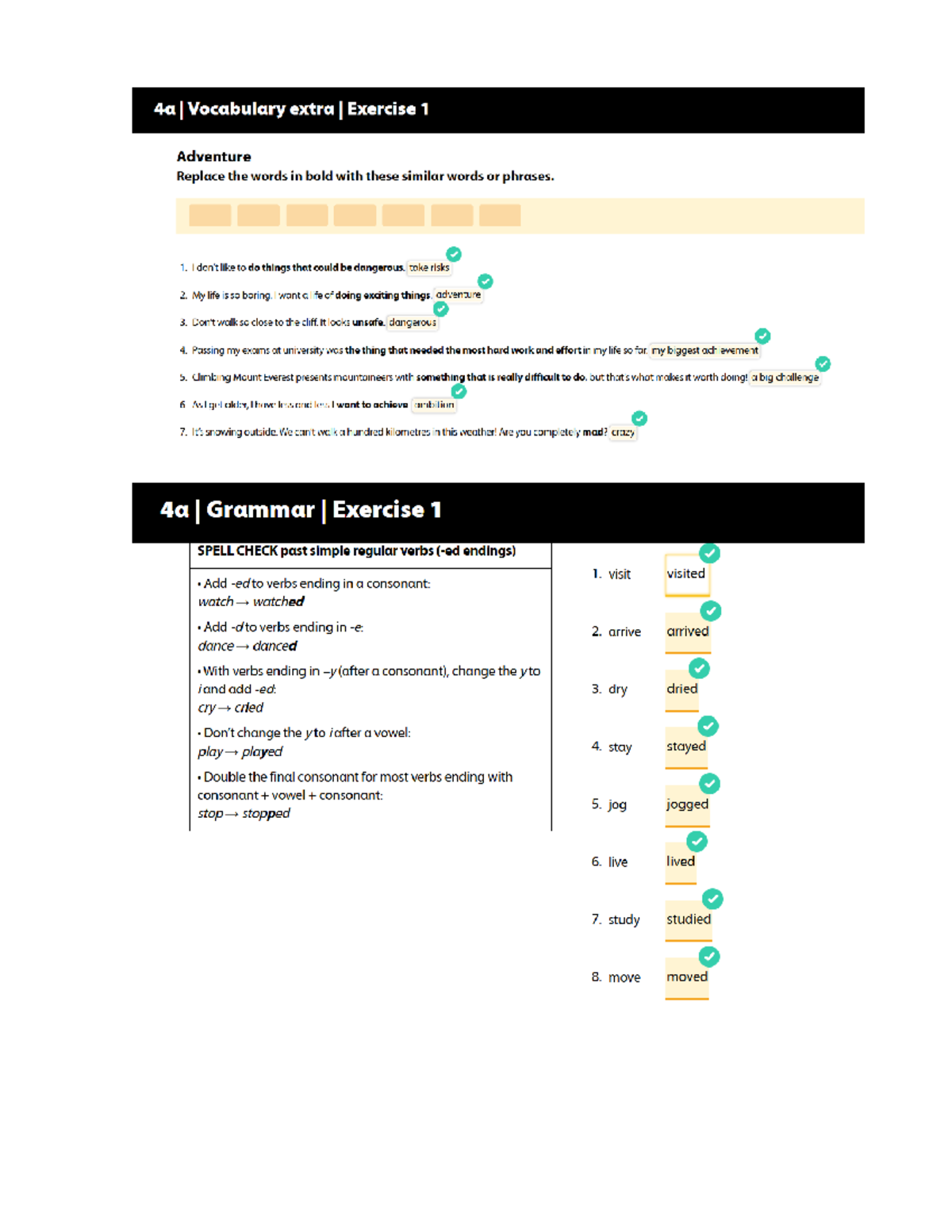 Unit 4 Vocabulary & Grammar Exercises: Adventure & Challenges - Studocu