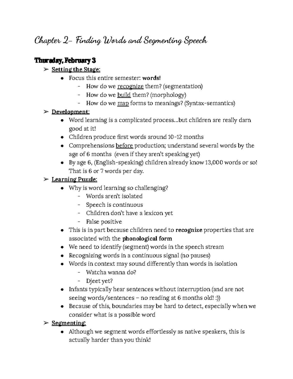 Chapter 2 - Finding Words and Segmenting Speech - Studocu