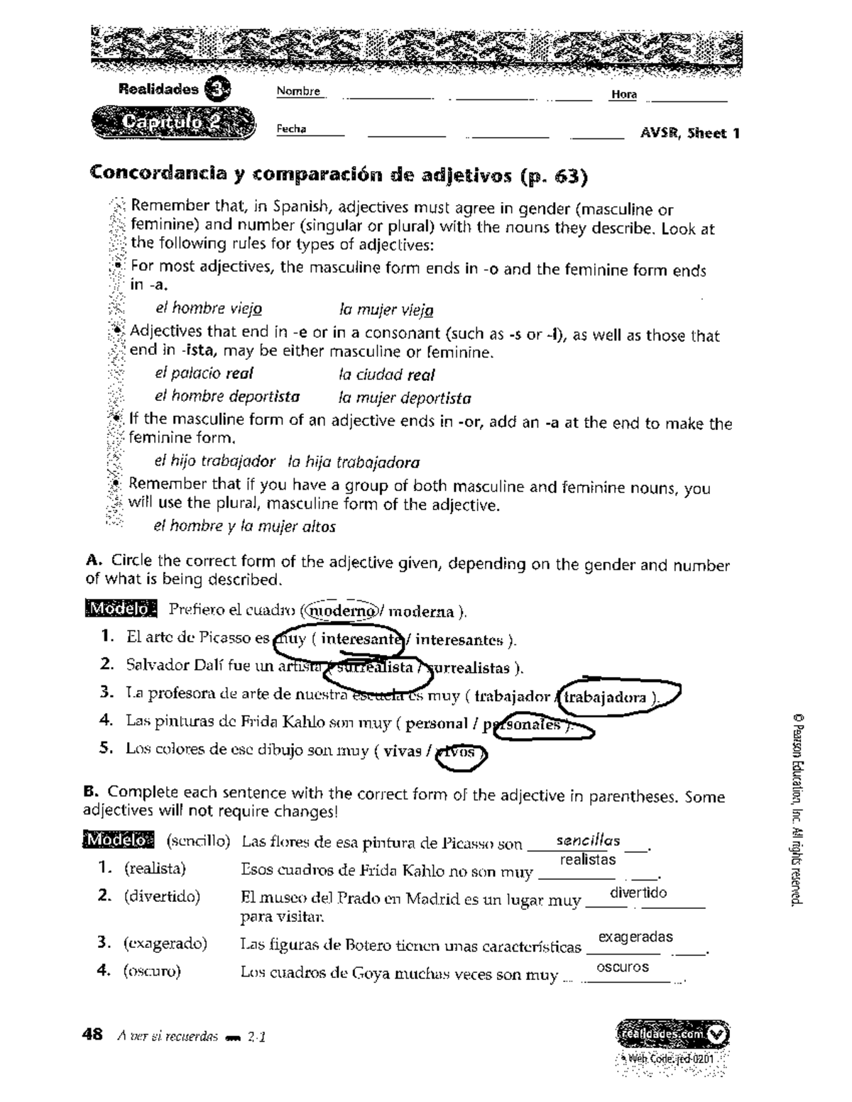 p48-49 guidedfffrf - Realidades Capitulo 2 Nombre Fecha Hora AVSR ...