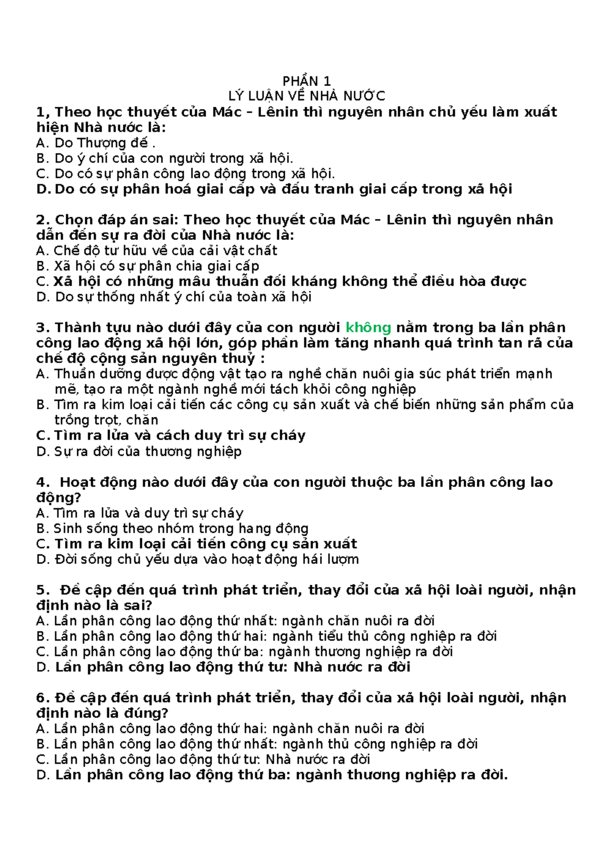 Câu hỏi ôn tập về Nhà nước và Pháp luật - Môn PL101 - Studocu